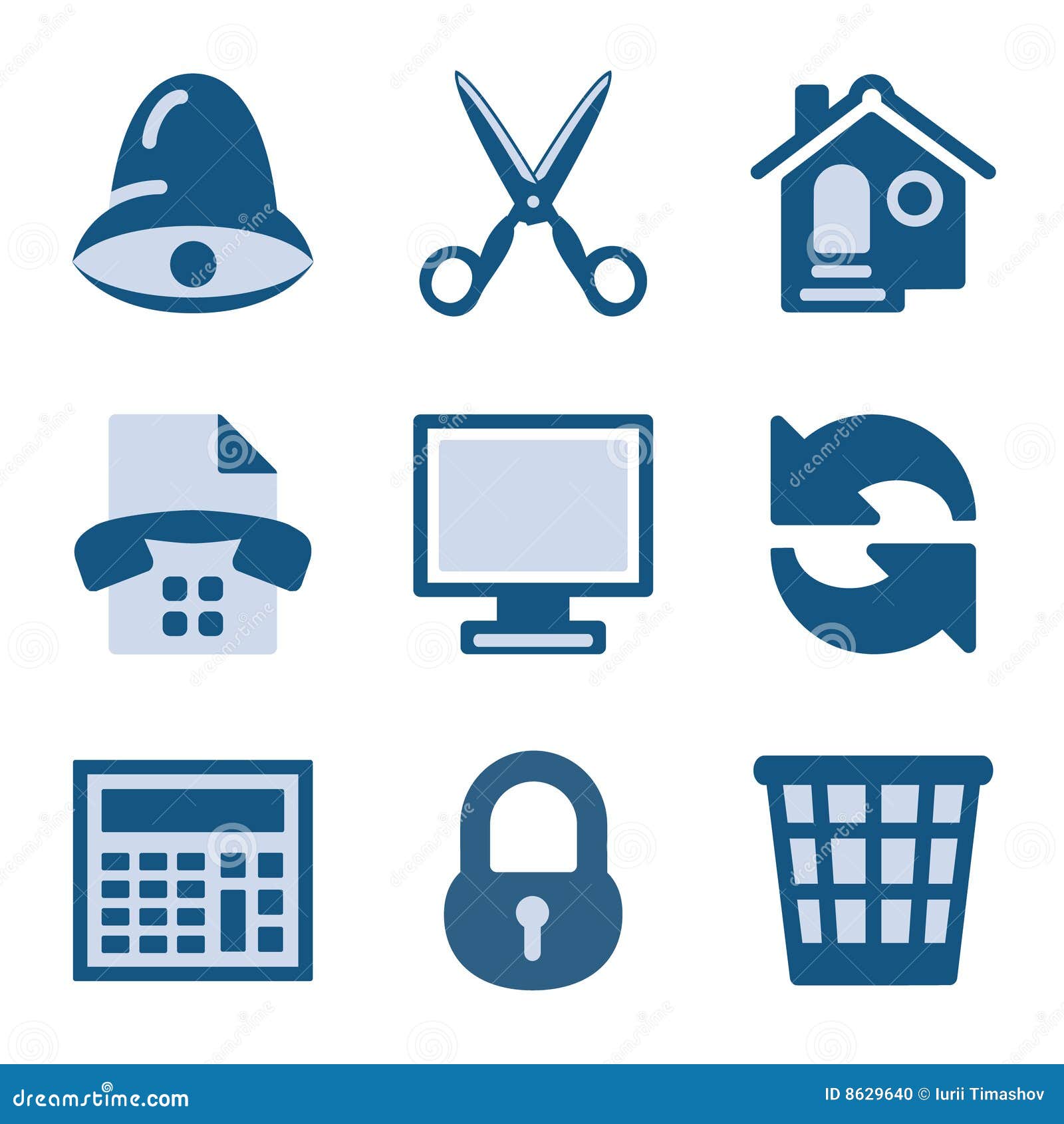 Blue icon set 7 stock vector. Illustration of recycle - 8629640