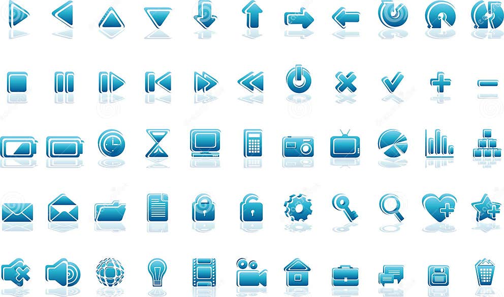 Blue icons stock vector. Illustration of globe, sign - 12557654