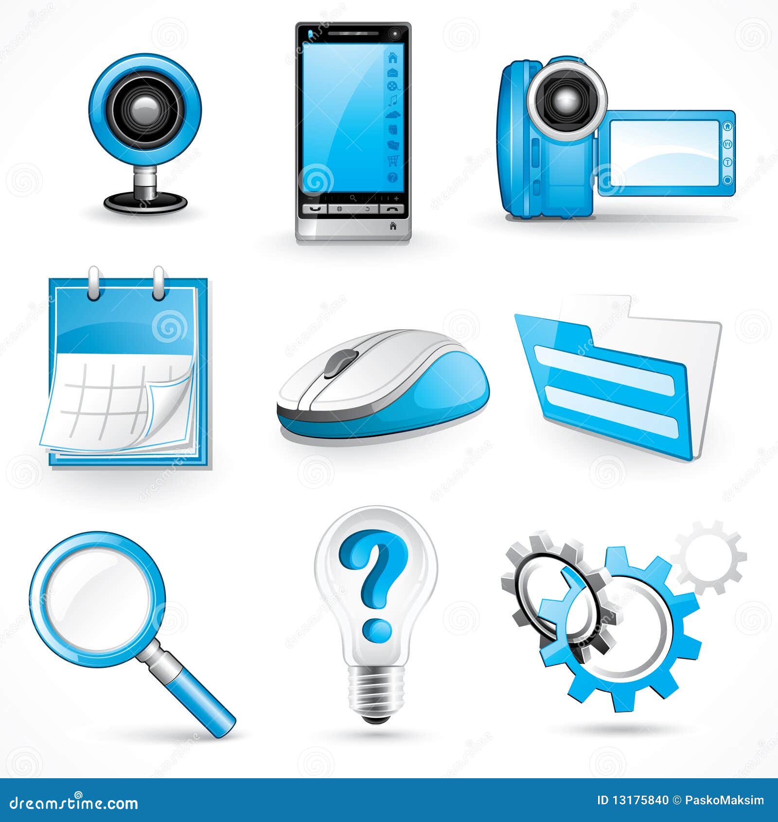 Blue Icons stock vector. Illustration of calendar, pattern - 13175840