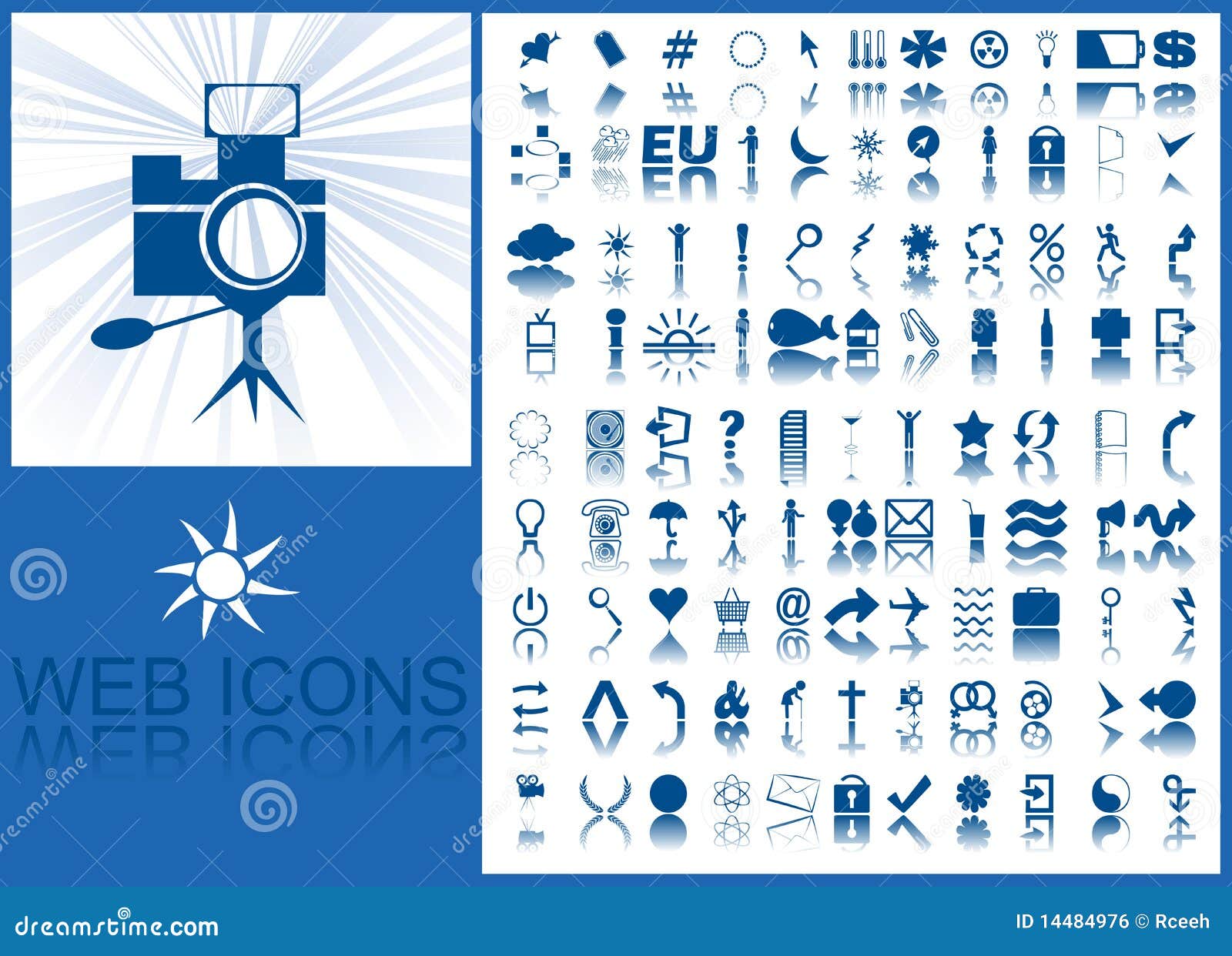 Blue icons stock illustration. Illustration of symbol - 14484976