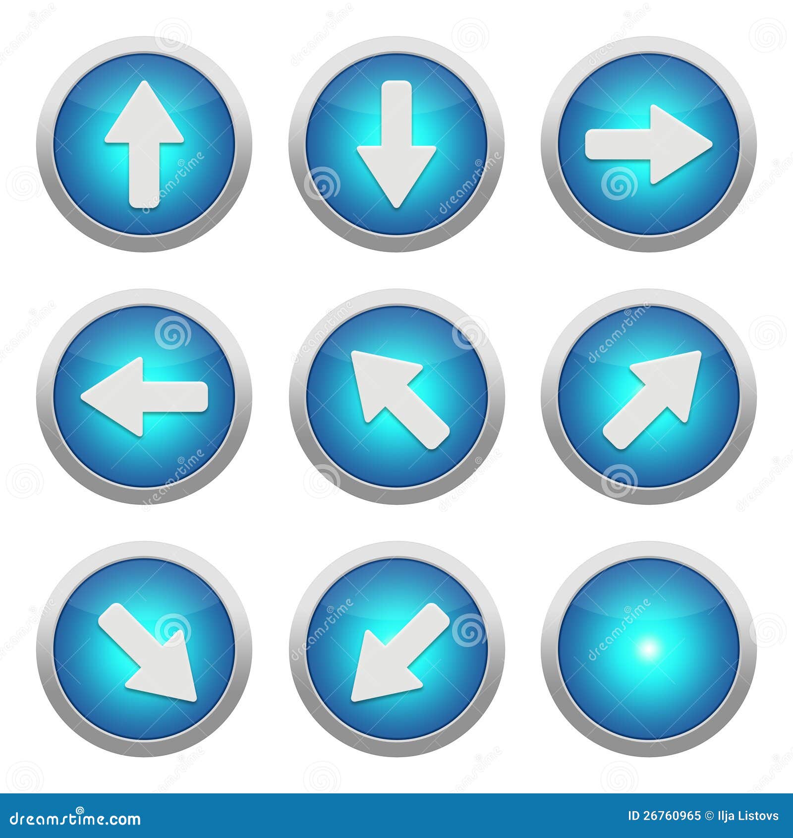 Blue icons with arrows stock illustration. Illustration of pointer ...