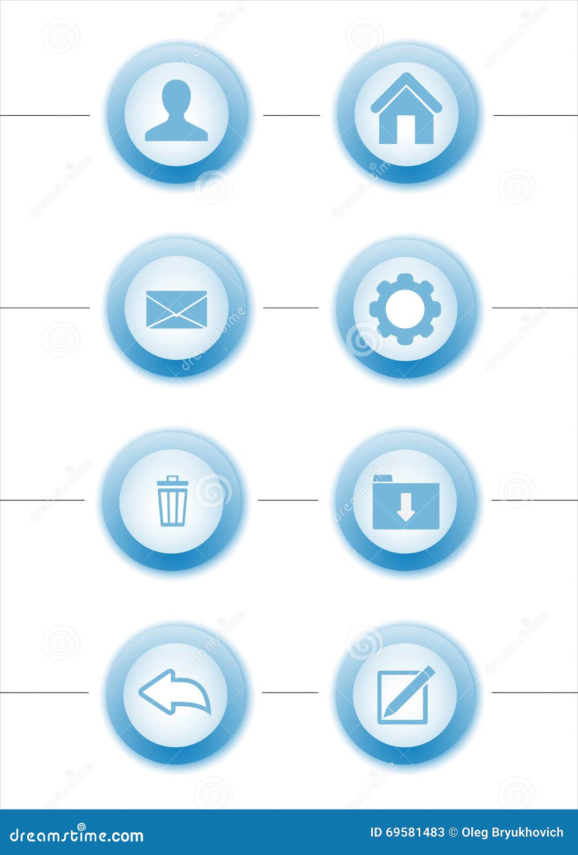 Blue icons buttons stock vector. Illustration of blue - 69581483