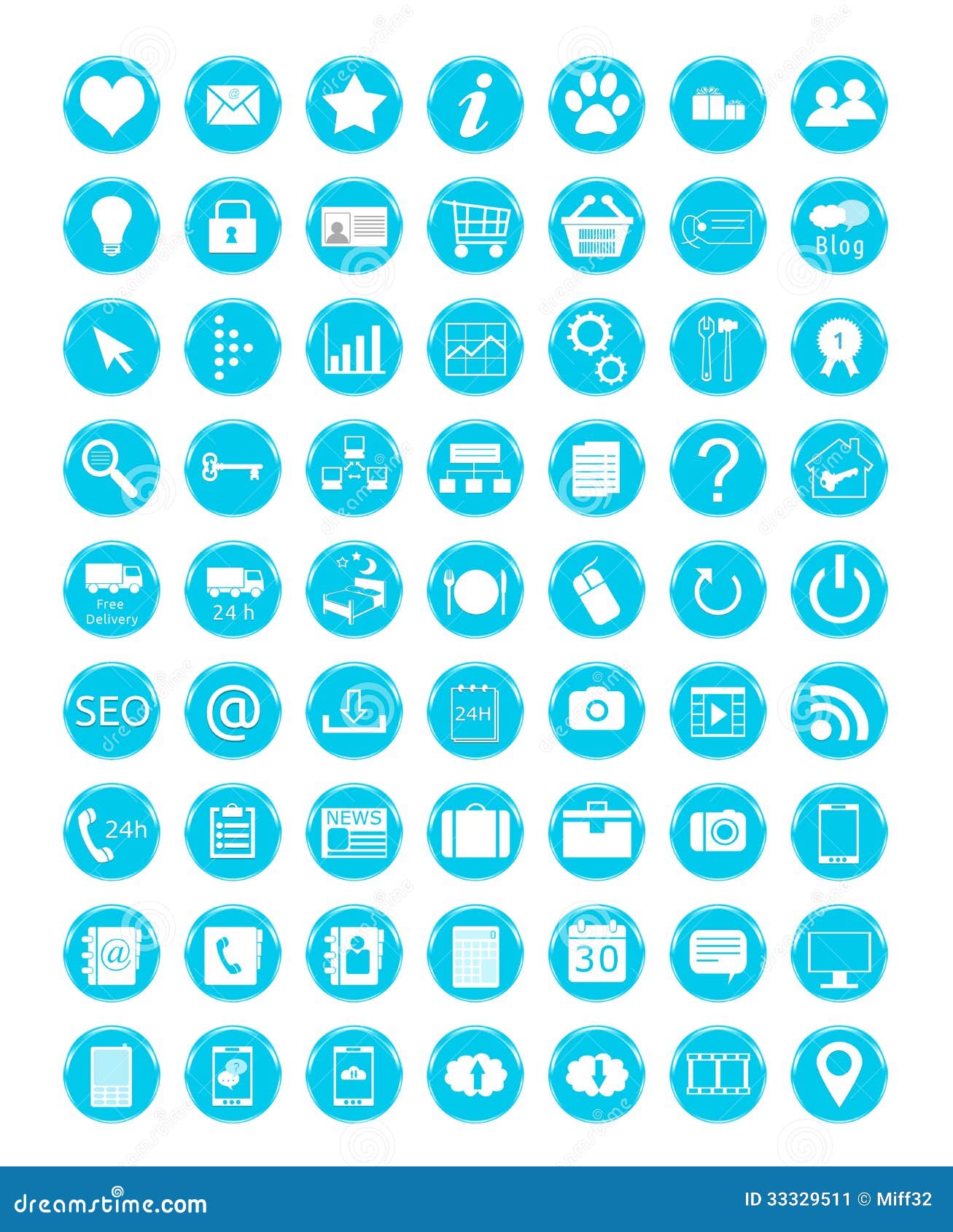 Blue icons stock illustration. Illustration of blog, calendar - 33329511