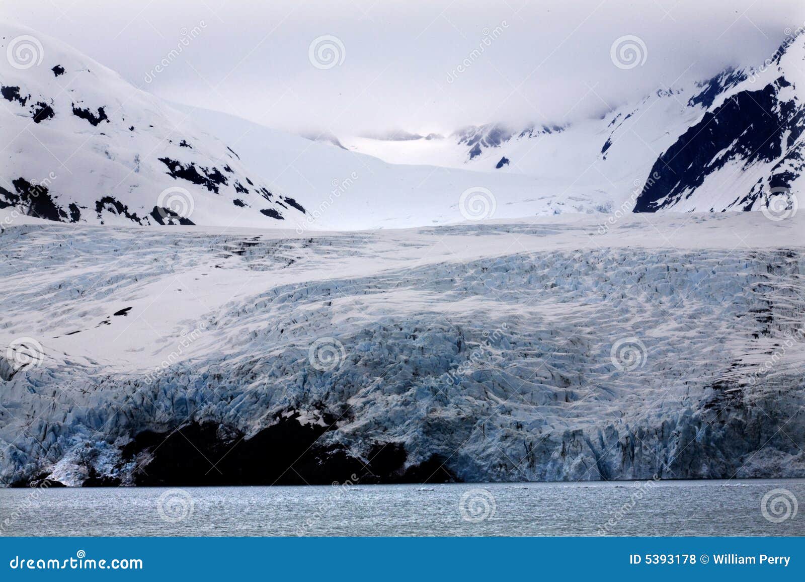 Blue Icy Portage Glacier and Mountain Alaska Stock Photo - Image of ...