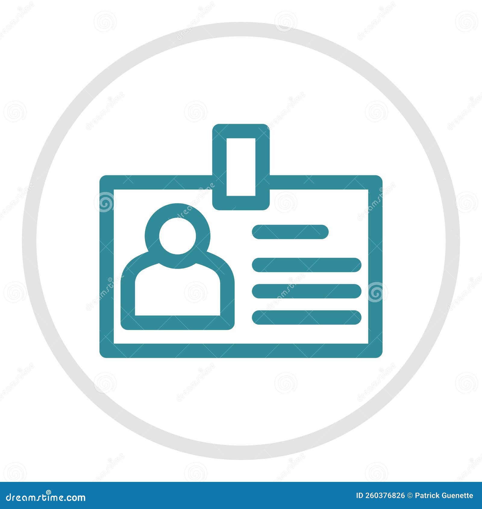 Blue id card, icon stock vector. Illustration of template - 260376826