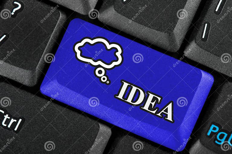Blue Idea icon button stock photo. Image of sign, solution - 23259768
