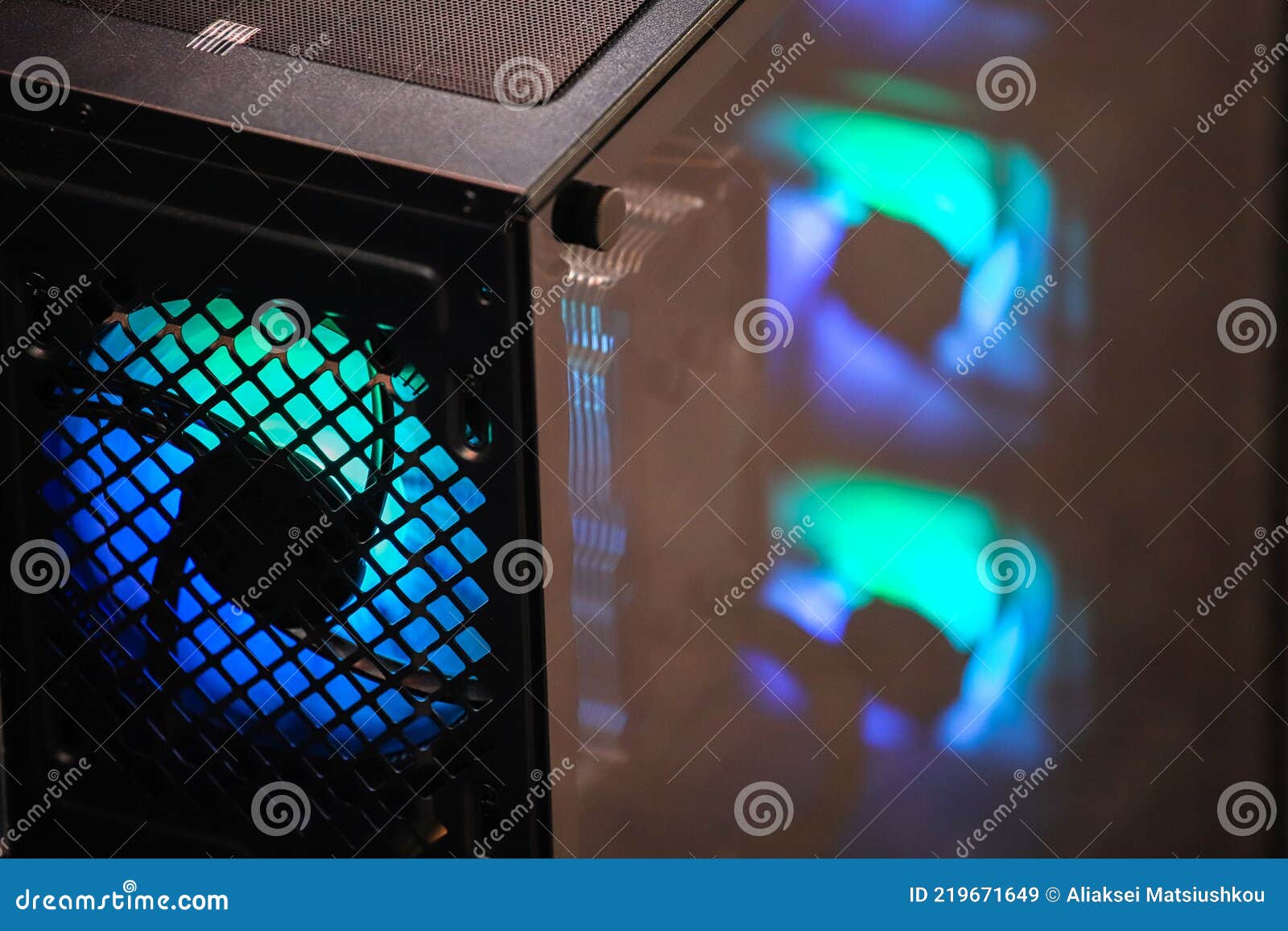 Blue Illumination of the Cooler. Computer Fan with LED Illumination.PC ...
