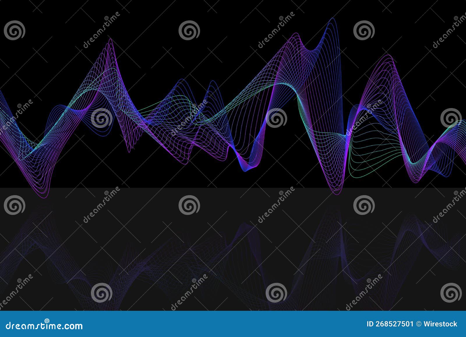 Blue Illustration of Sound Waves on a Black Background Stock ...