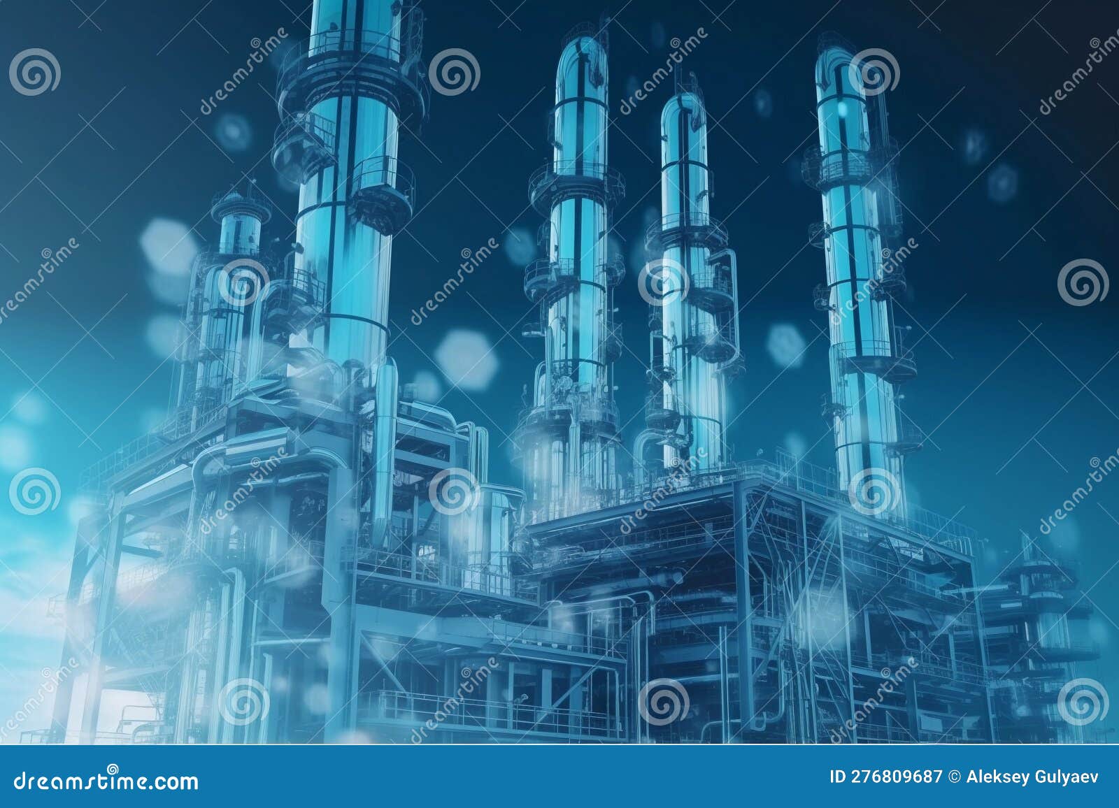 A Blue Image of a Factory with a Large Factory in the Background. AI ...