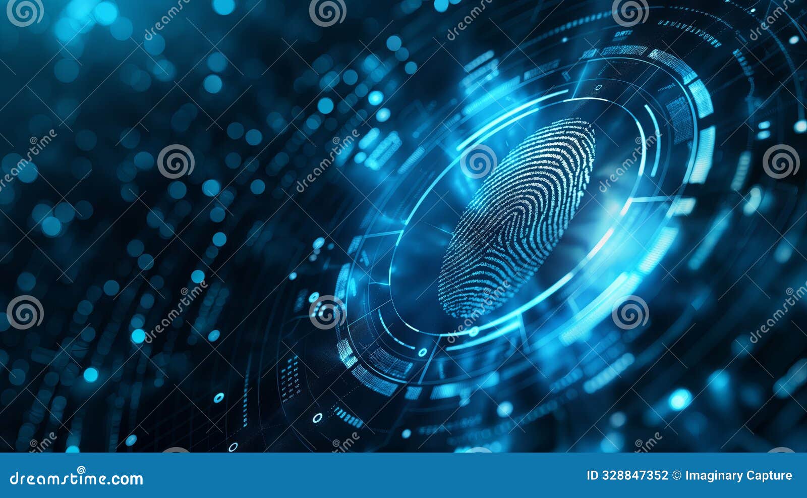 A Blue Image of a Fingerprint with a Blue Background. Digital Security ...