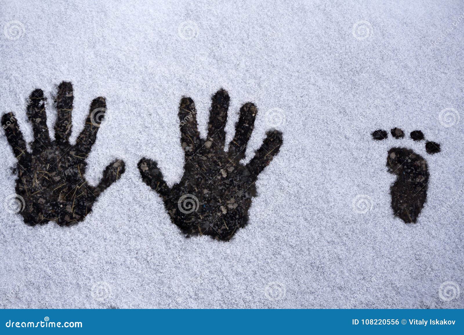 Blue Impression Hand and Feet from a Child . Stock Photo - Image of ...