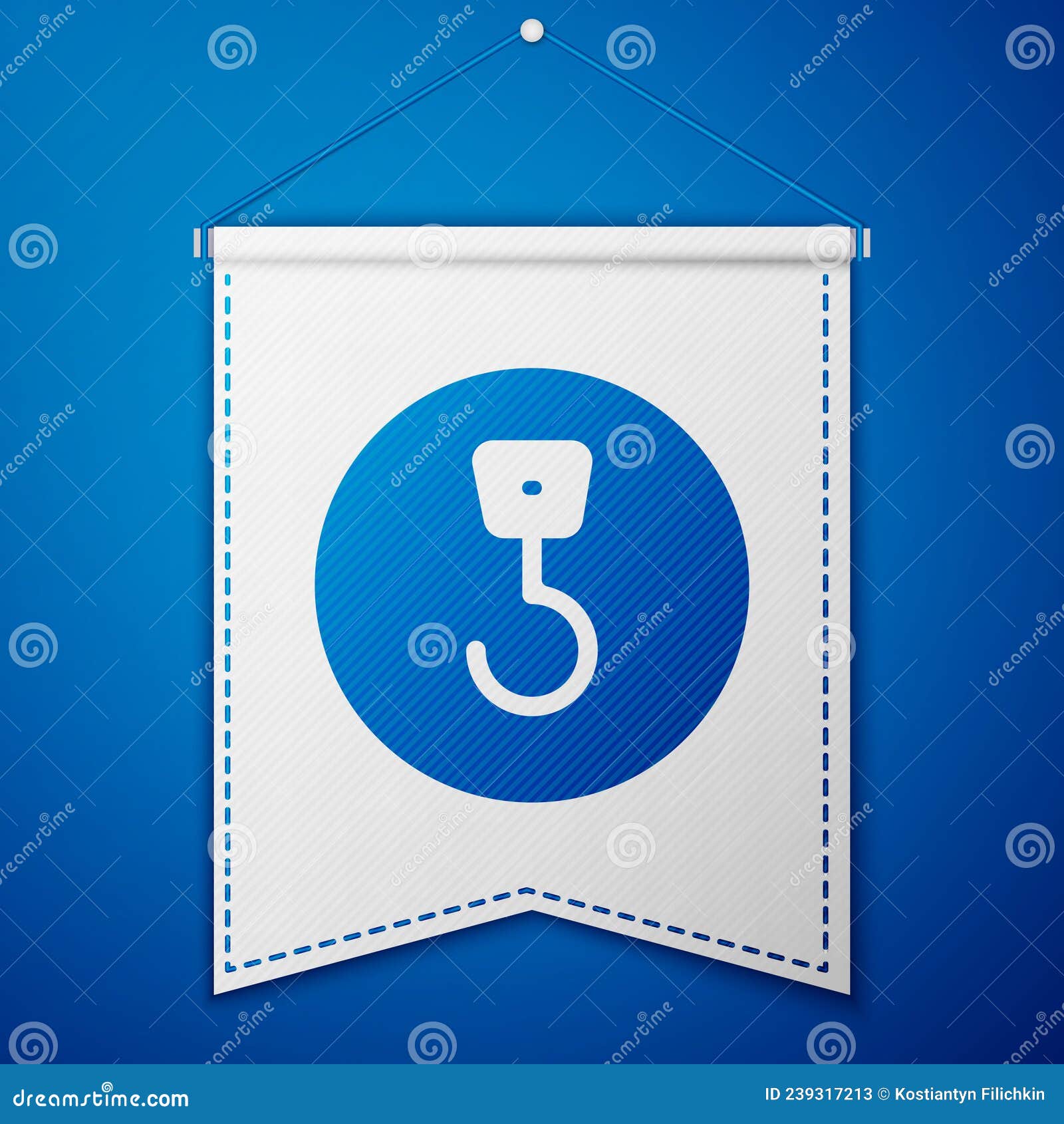 Blue Industrial Hook Icon Isolated on Blue Background. Crane Hook Icon ...