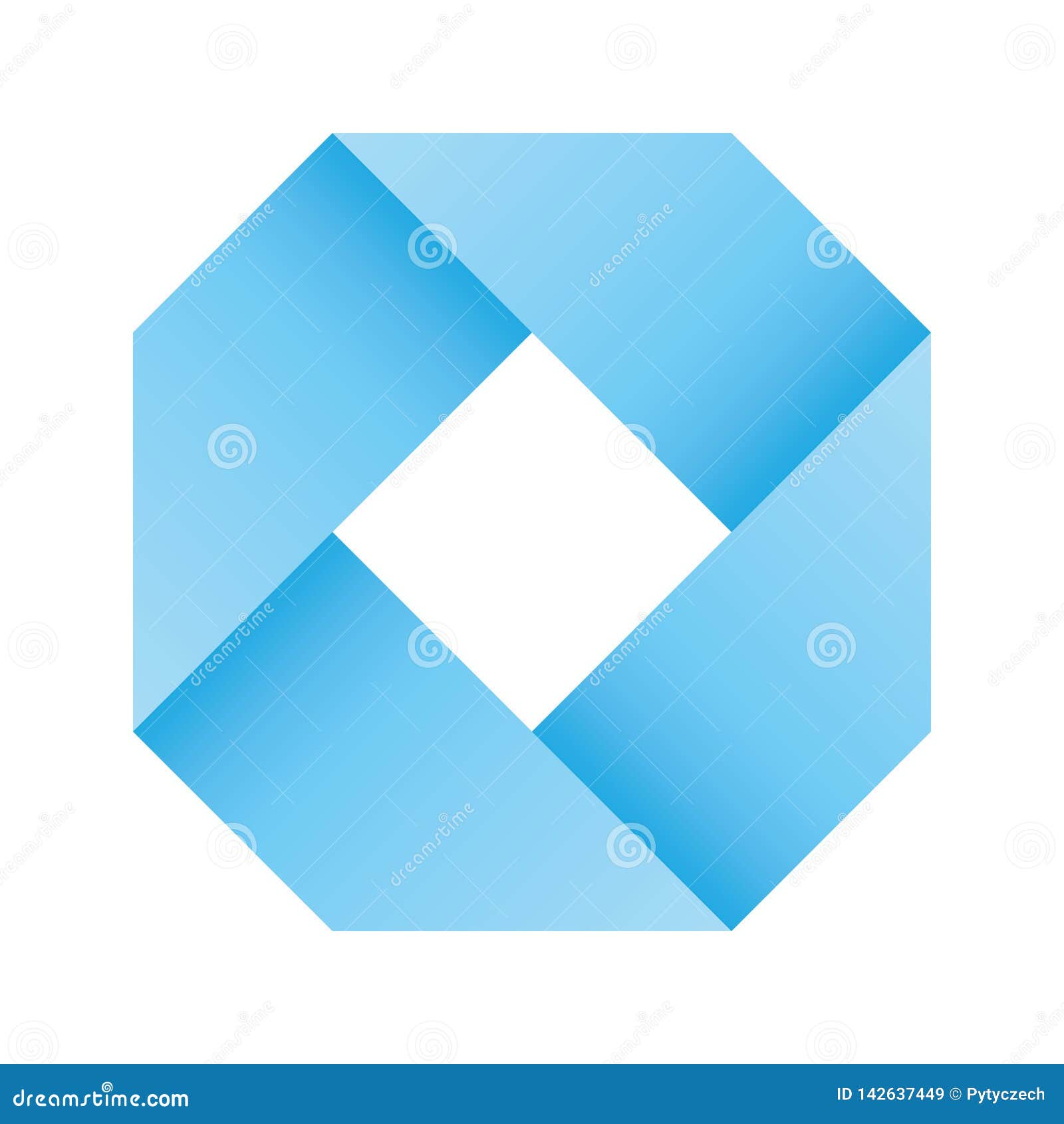 Blue Infinite Ribbon Loop Folded in a Shape of Square. 3D-like Vector ...