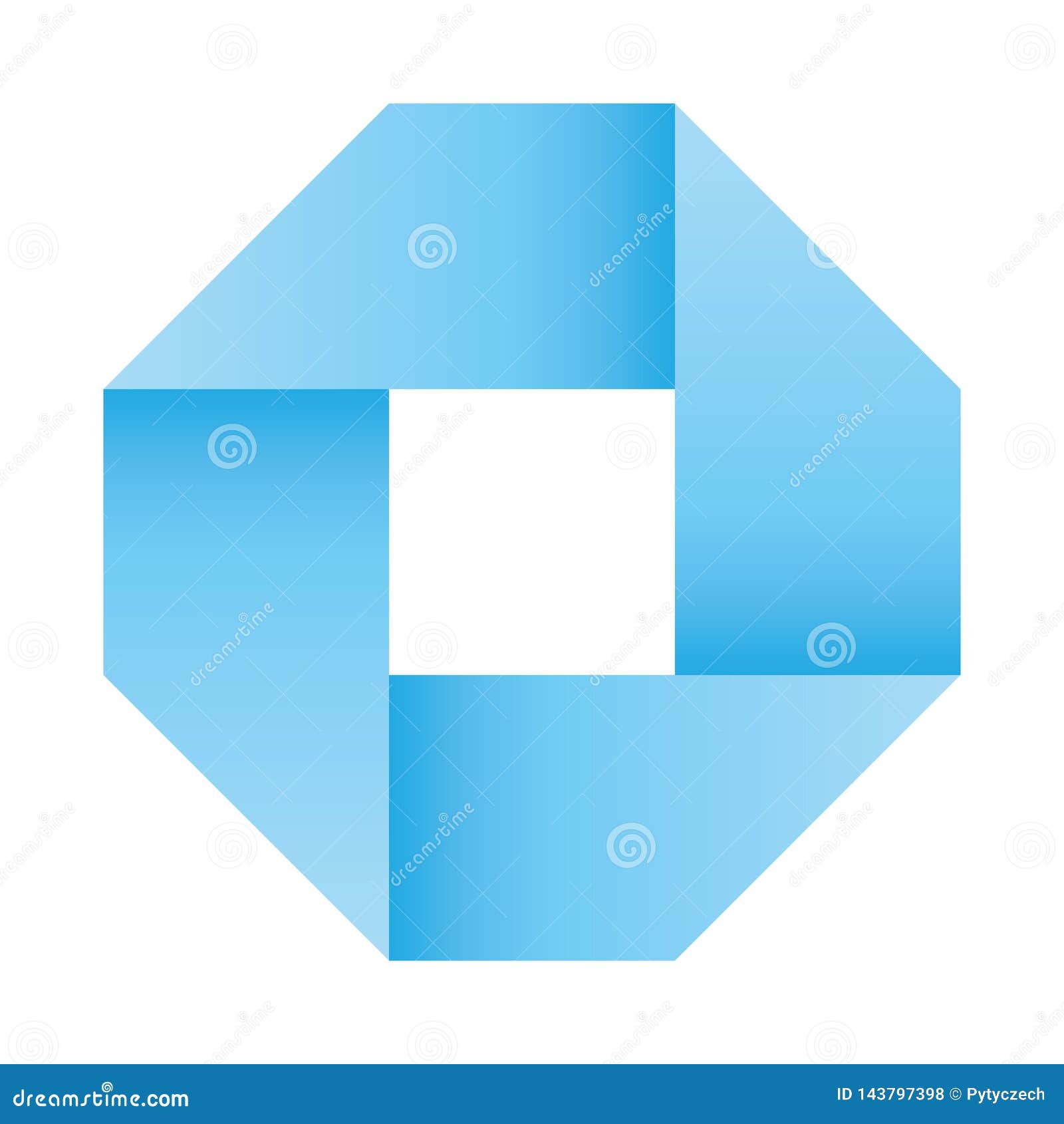 Blue Infinite Ribbon Loop Folded in a Shape of Square. 3D-like Vector ...