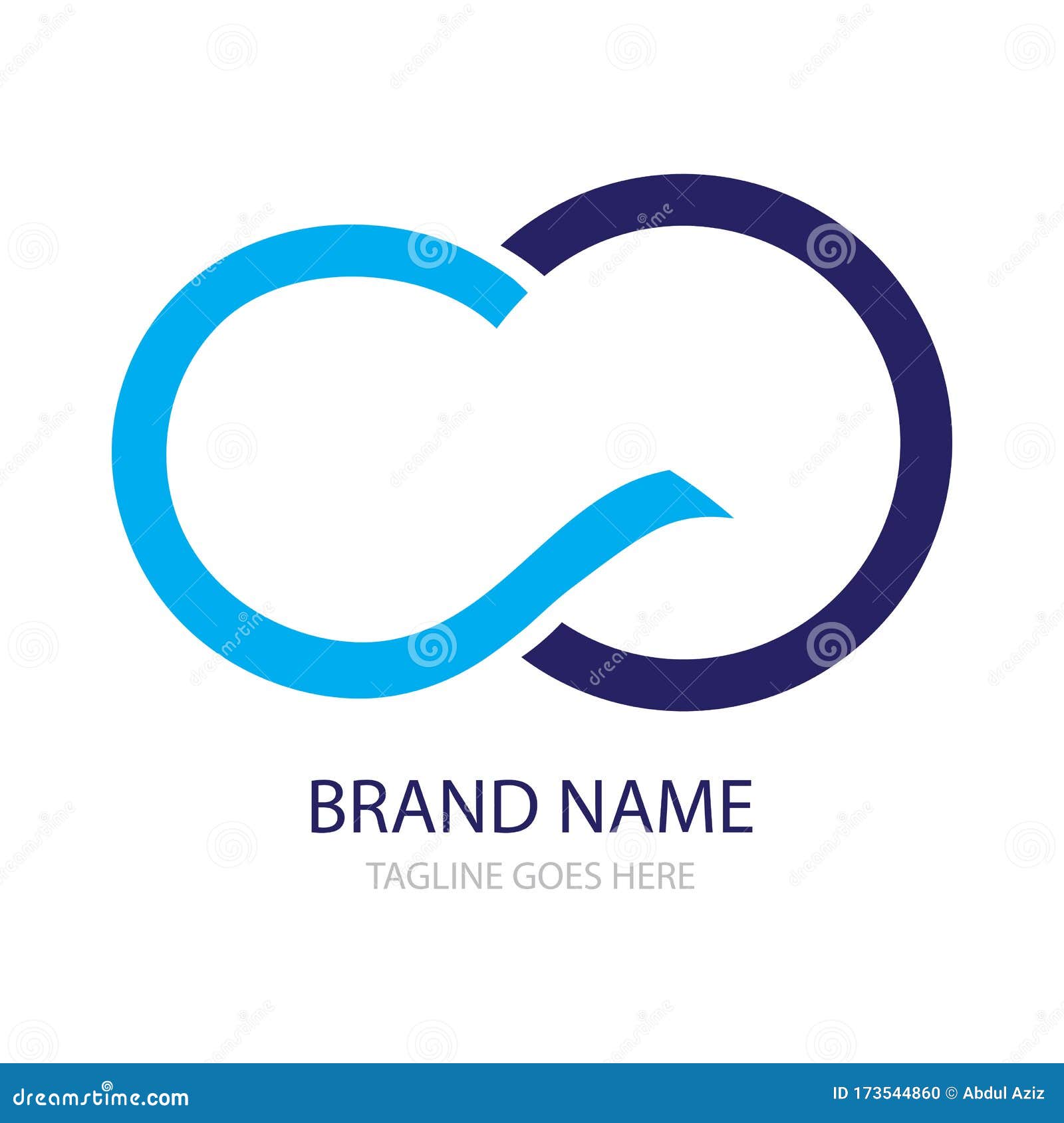 Blue infinity logo vector stock vector. Illustration of company - 173544860