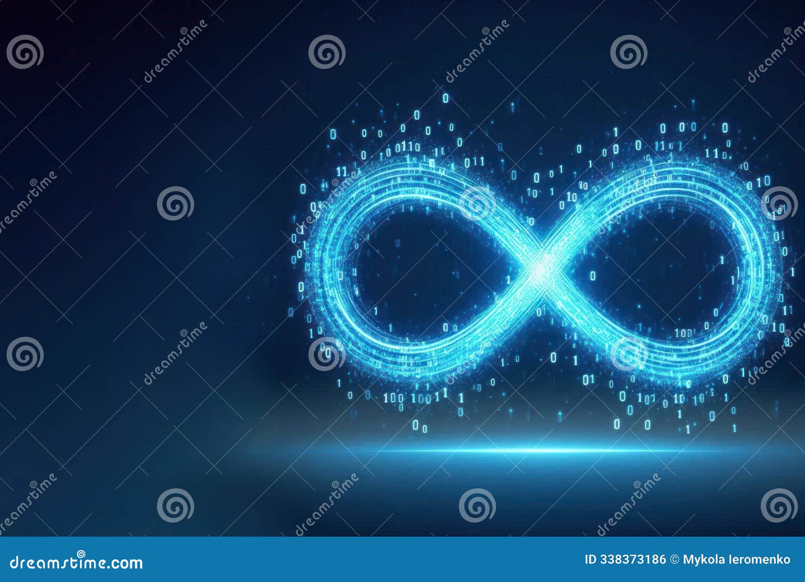 A Blue Infinity Sign Made of Digital Elements. Space for Text. Stock ...