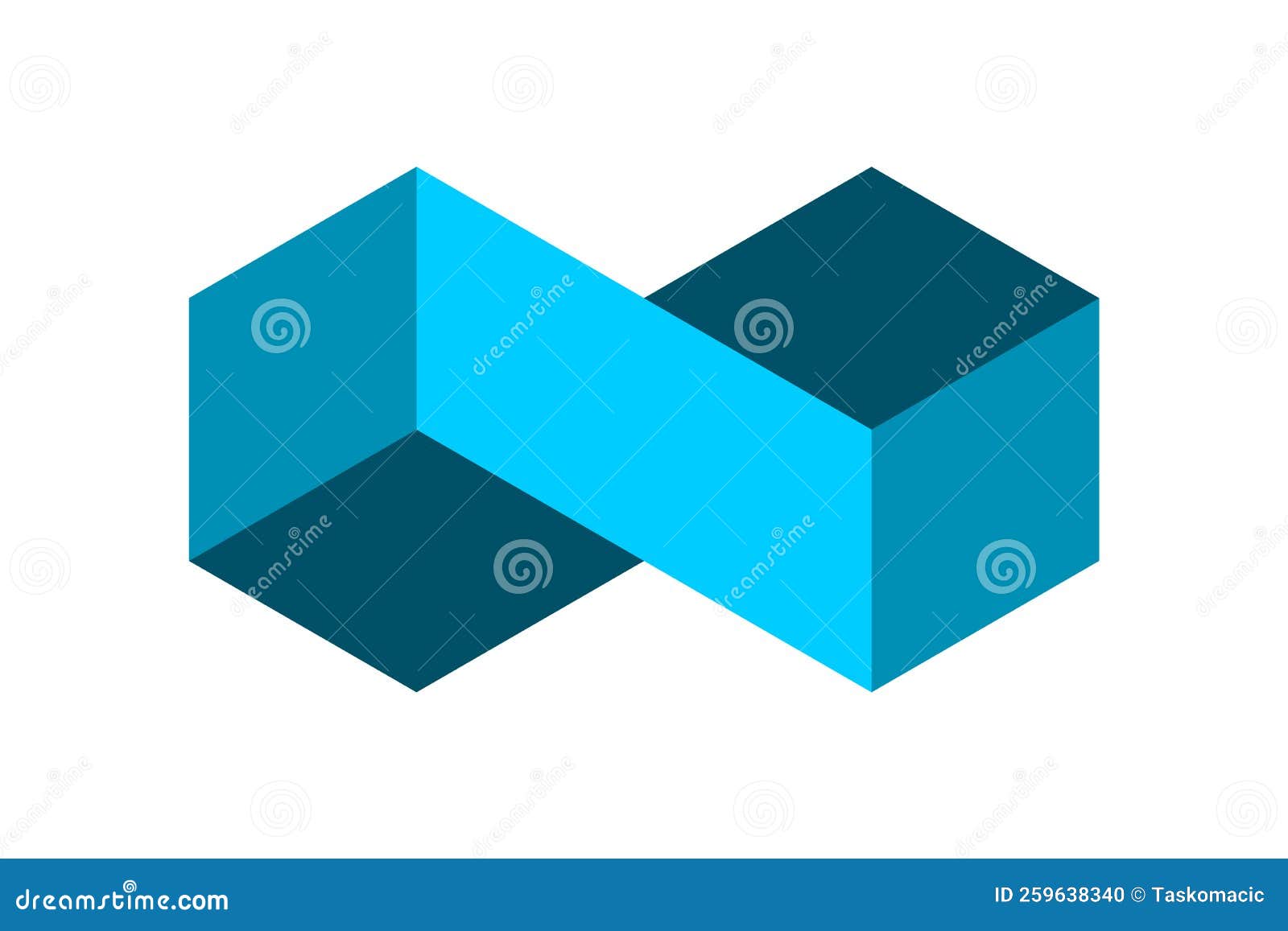 Blue Infinity Symbol Made of Cubes. Geometric Rectangular Eternal Sign ...