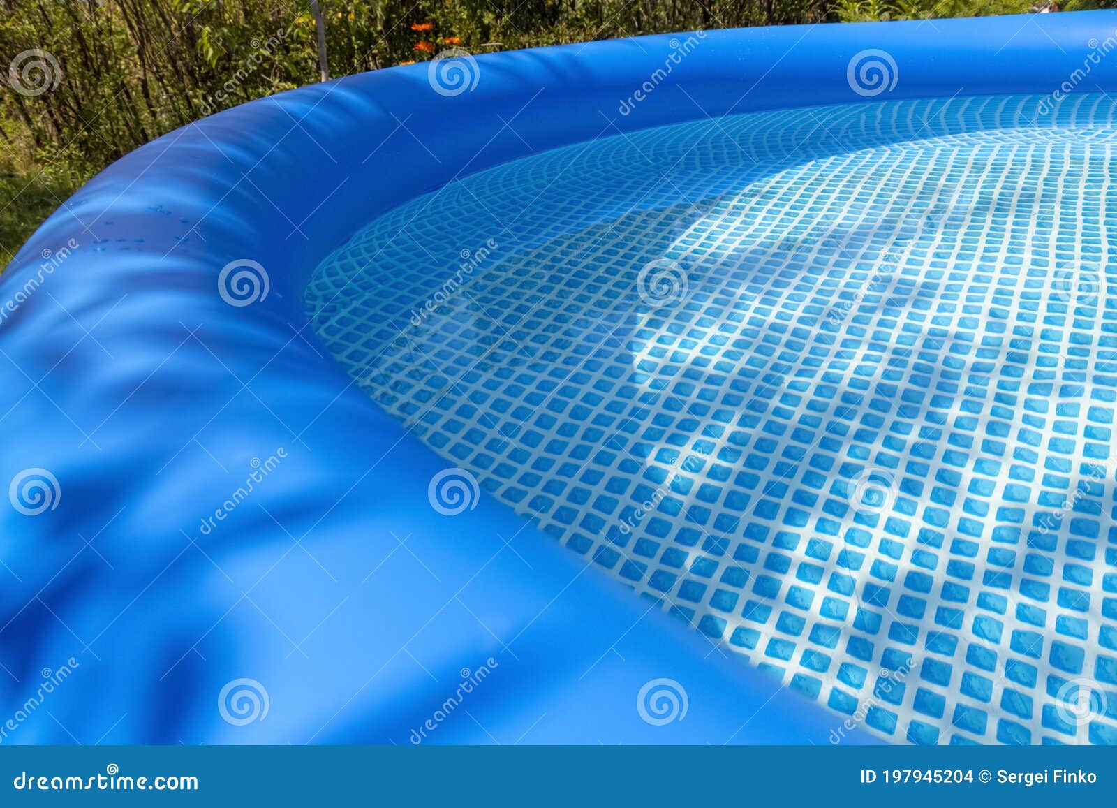 Blue inflatable pool stock photo. Image of bathtub, drop - 197945204