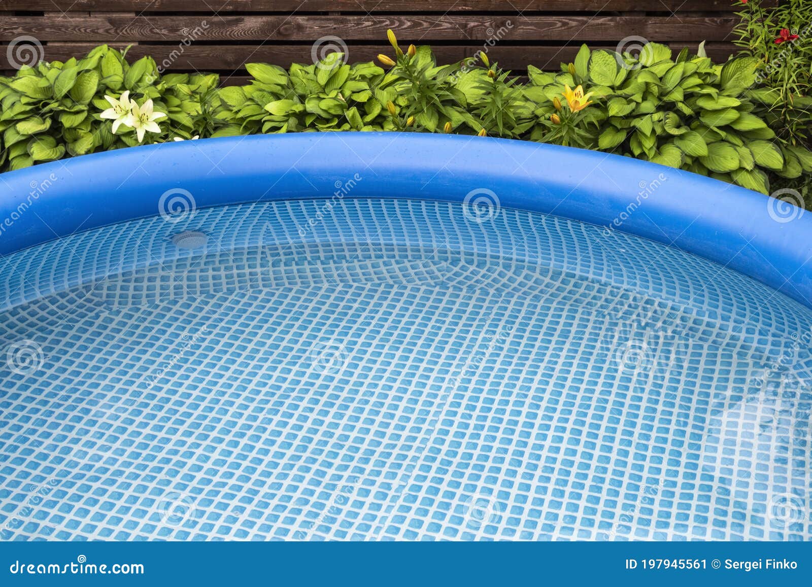 Blue inflatable pool stock image. Image of leisure, design - 197945561