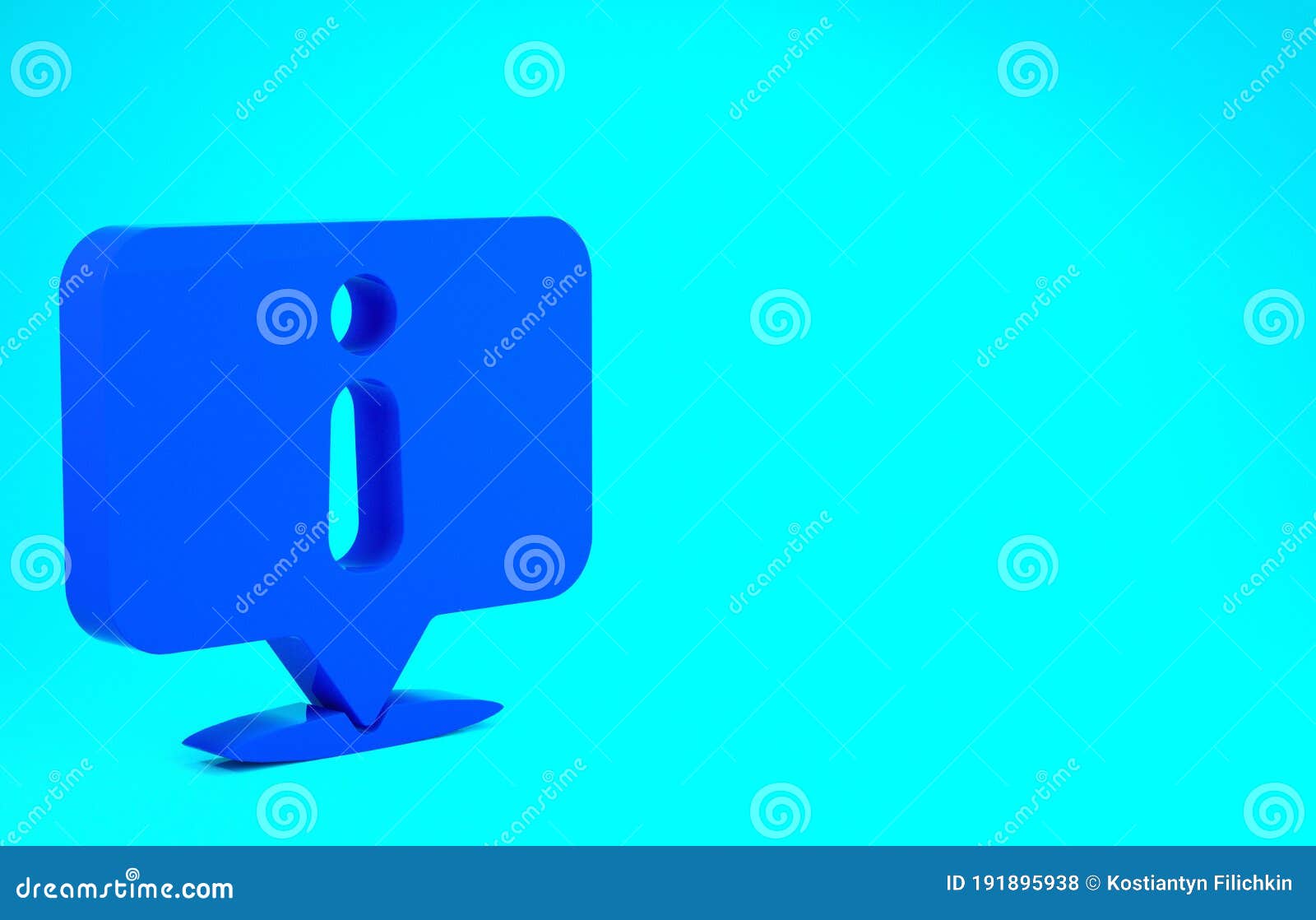 Blue Information Icon Isolated on Blue Background. Minimalism Concept ...