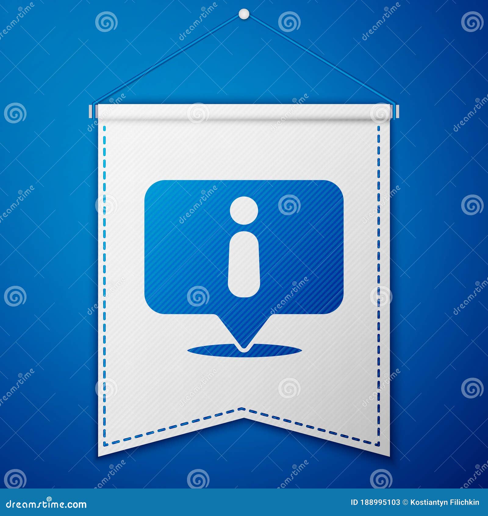 Blue Information Icon Isolated on Blue Background. White Pennant ...