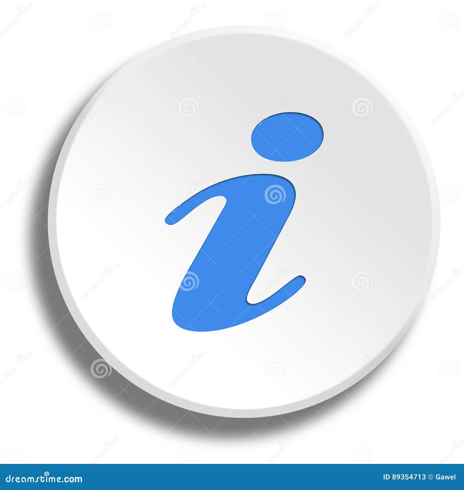 Blue Information in Round White Button with Shadow Stock Illustration ...
