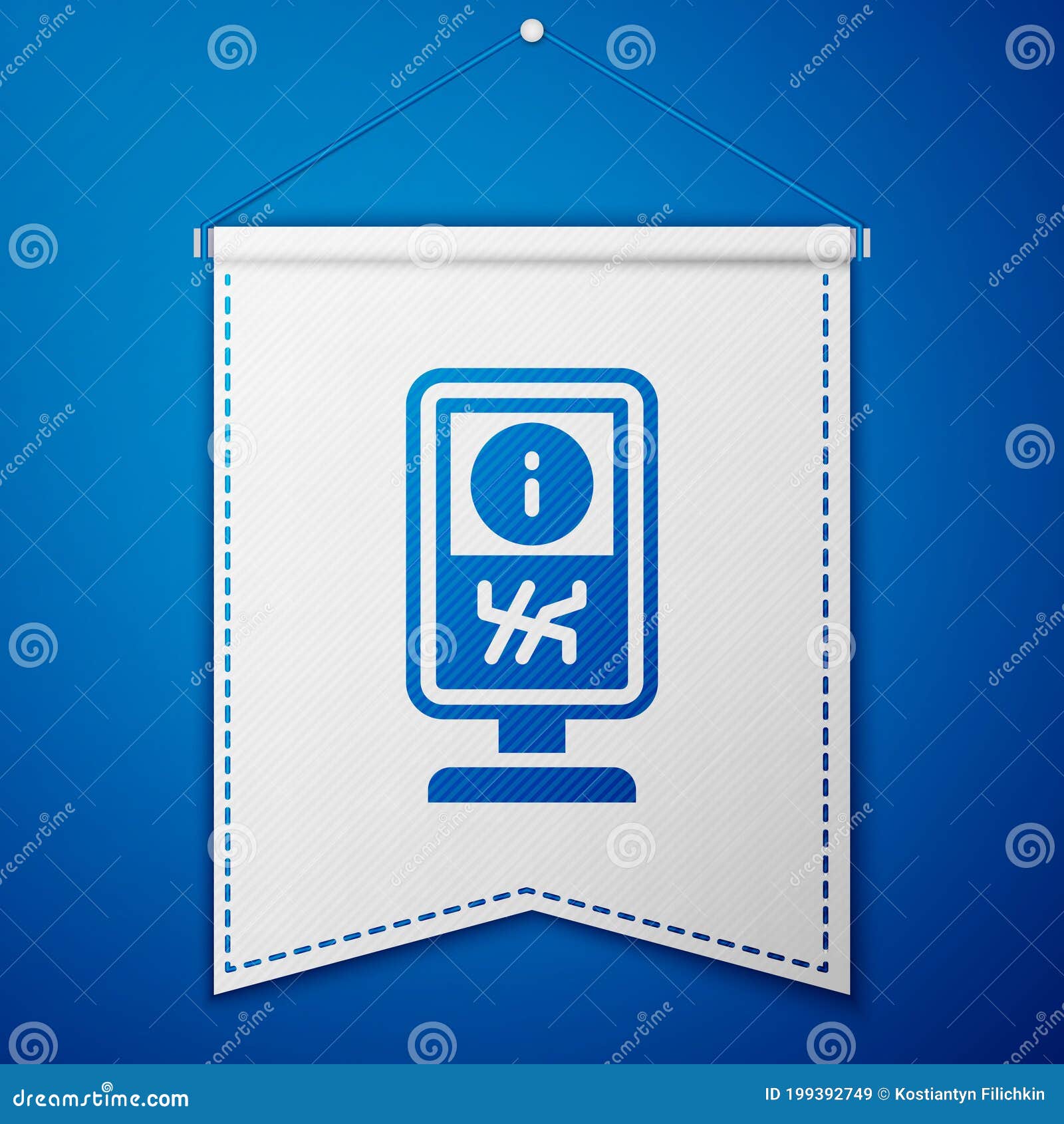 Blue Information Stand Icon Isolated on Blue Background. White Pennant ...