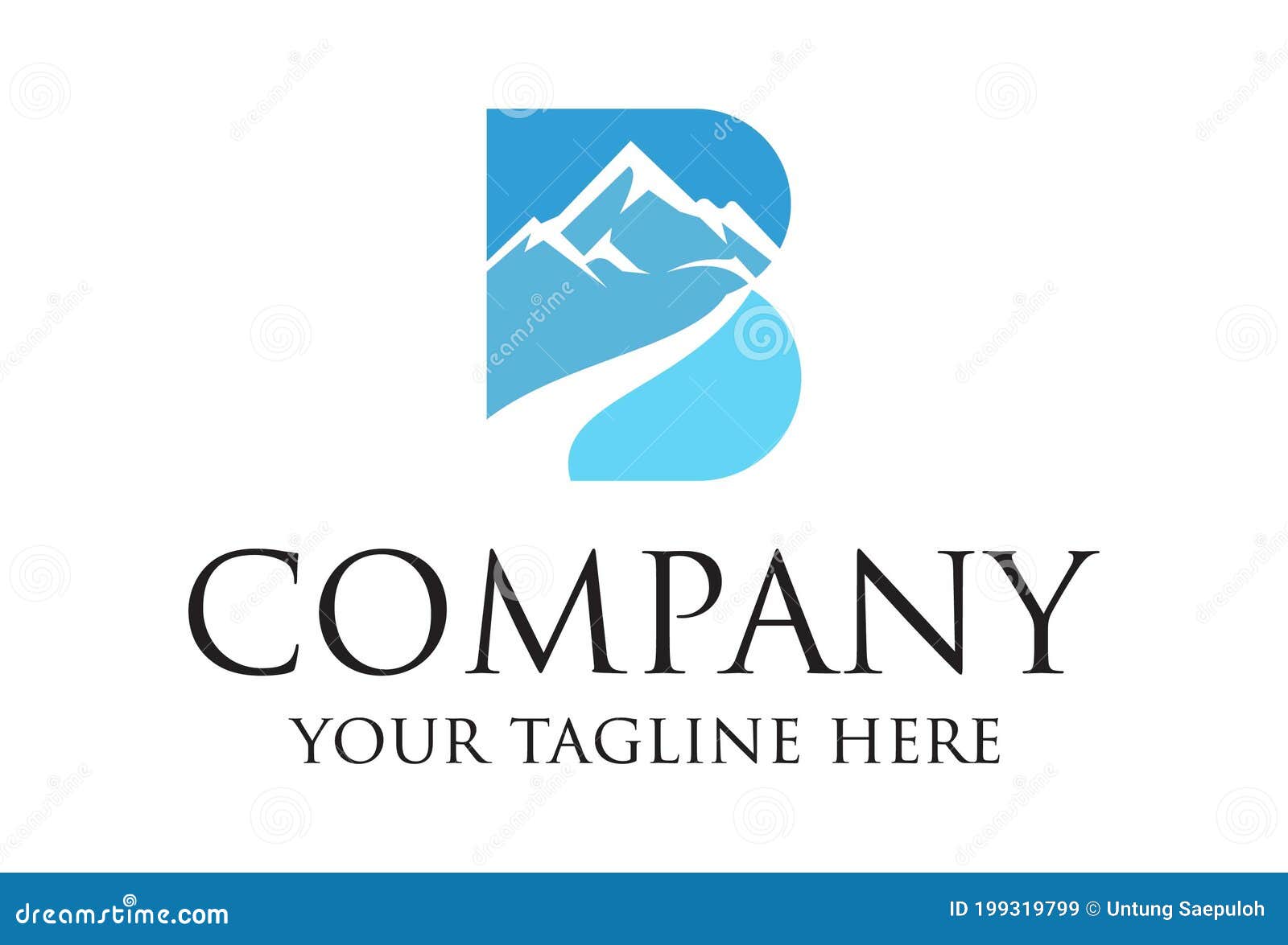 Blue Initial Letter B Mountain Logo Design Stock Vector - Illustration ...