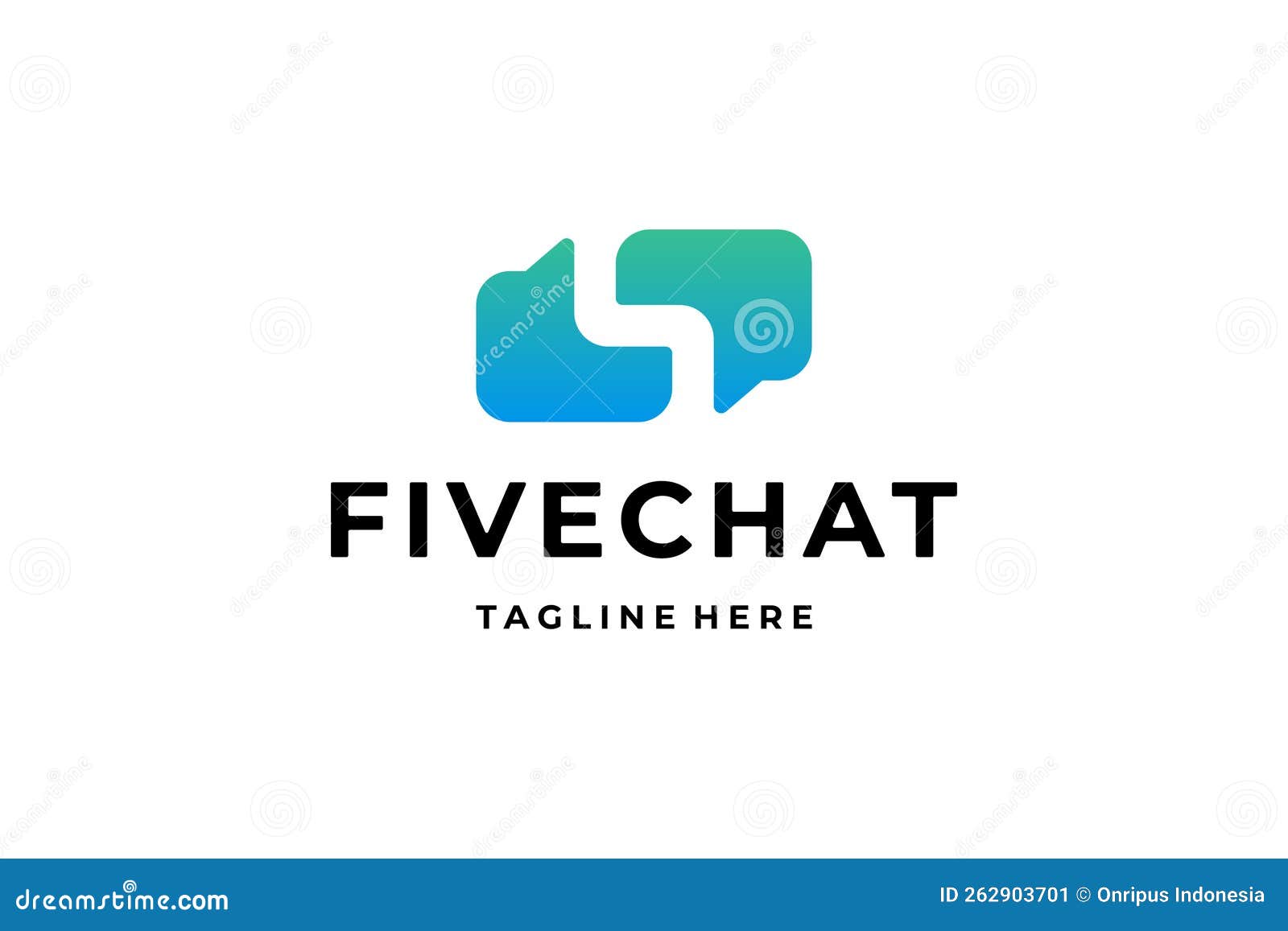 Blue Initial Letter 5 Five Chat Communication Logo Stock Vector ...