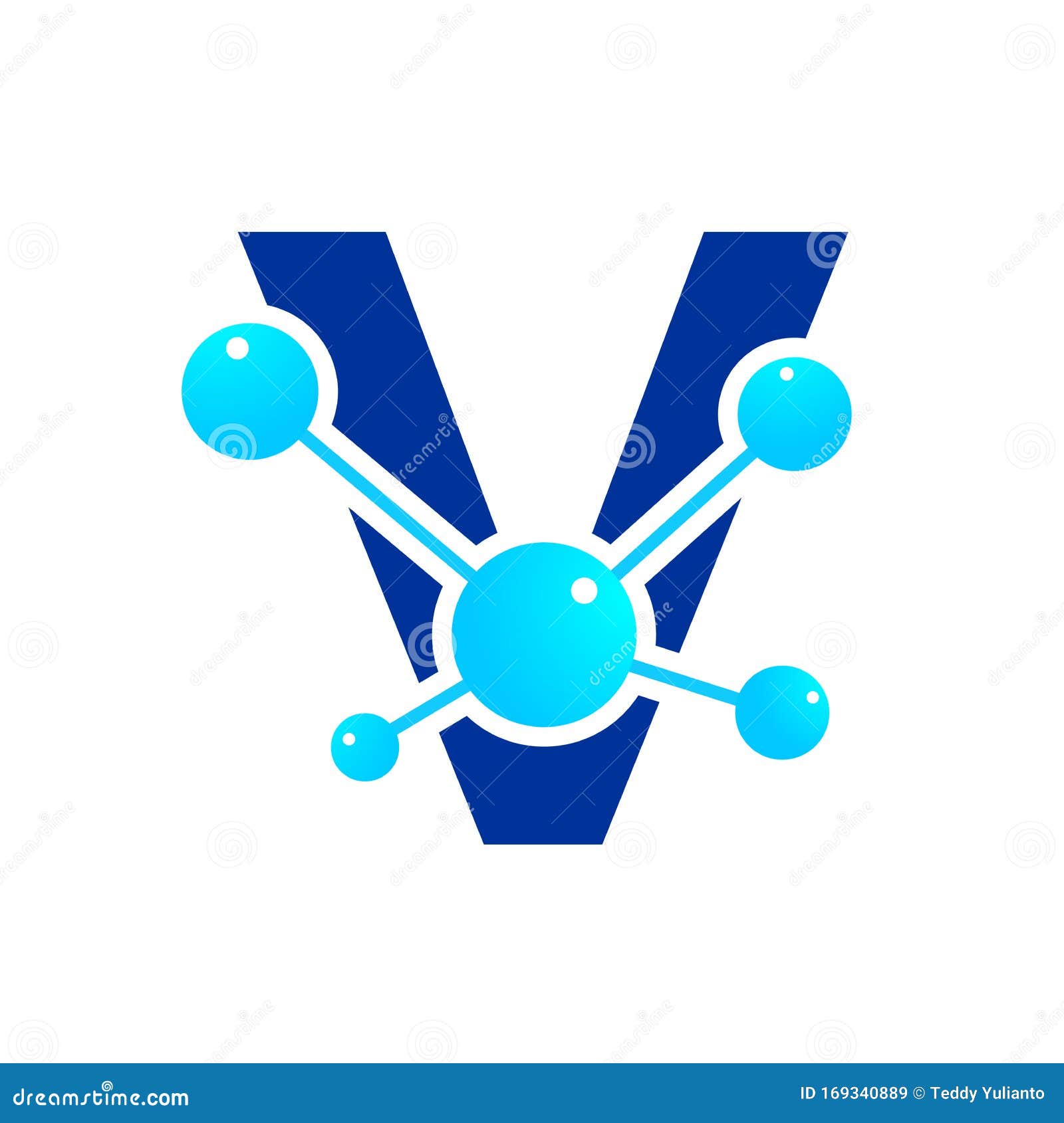 Blue Initial V Molecule Logo Stock Vector - Illustration of initial ...