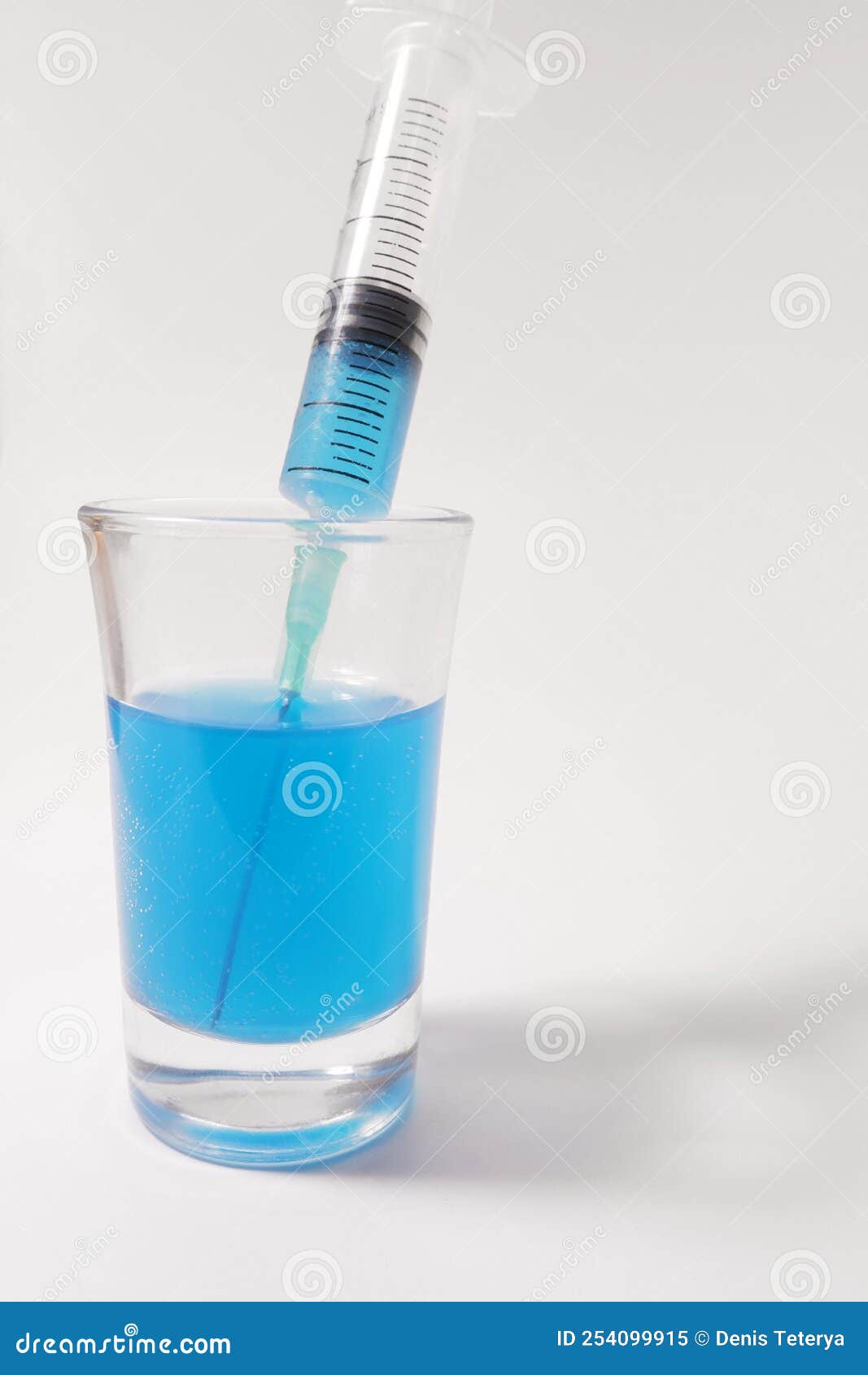 Blue Injection. Syringe on a White Background. Stock Image - Image of ...