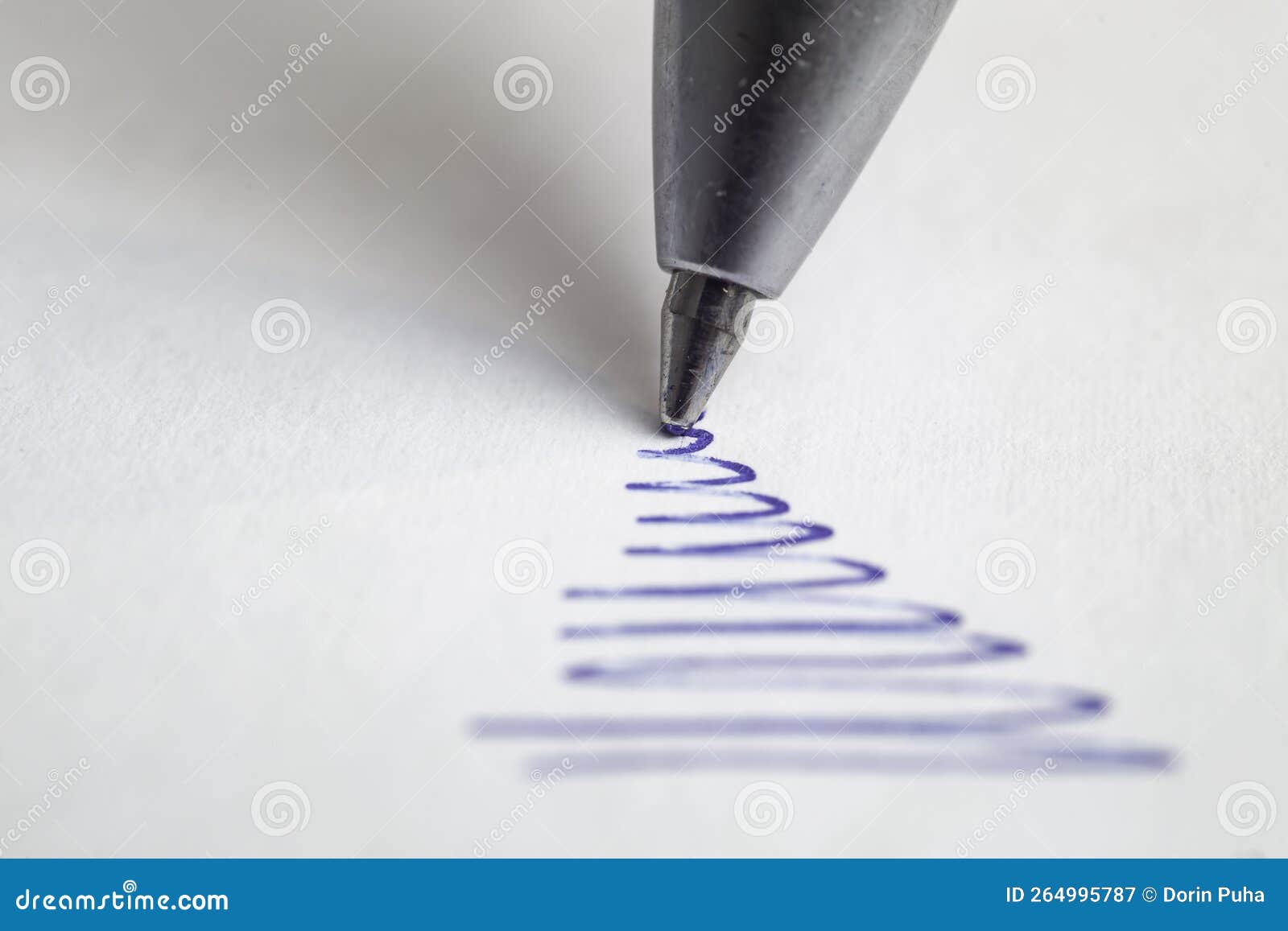 Blue Ink Ball Pen Scribbling on White Paper Stock Image - Image of ball ...