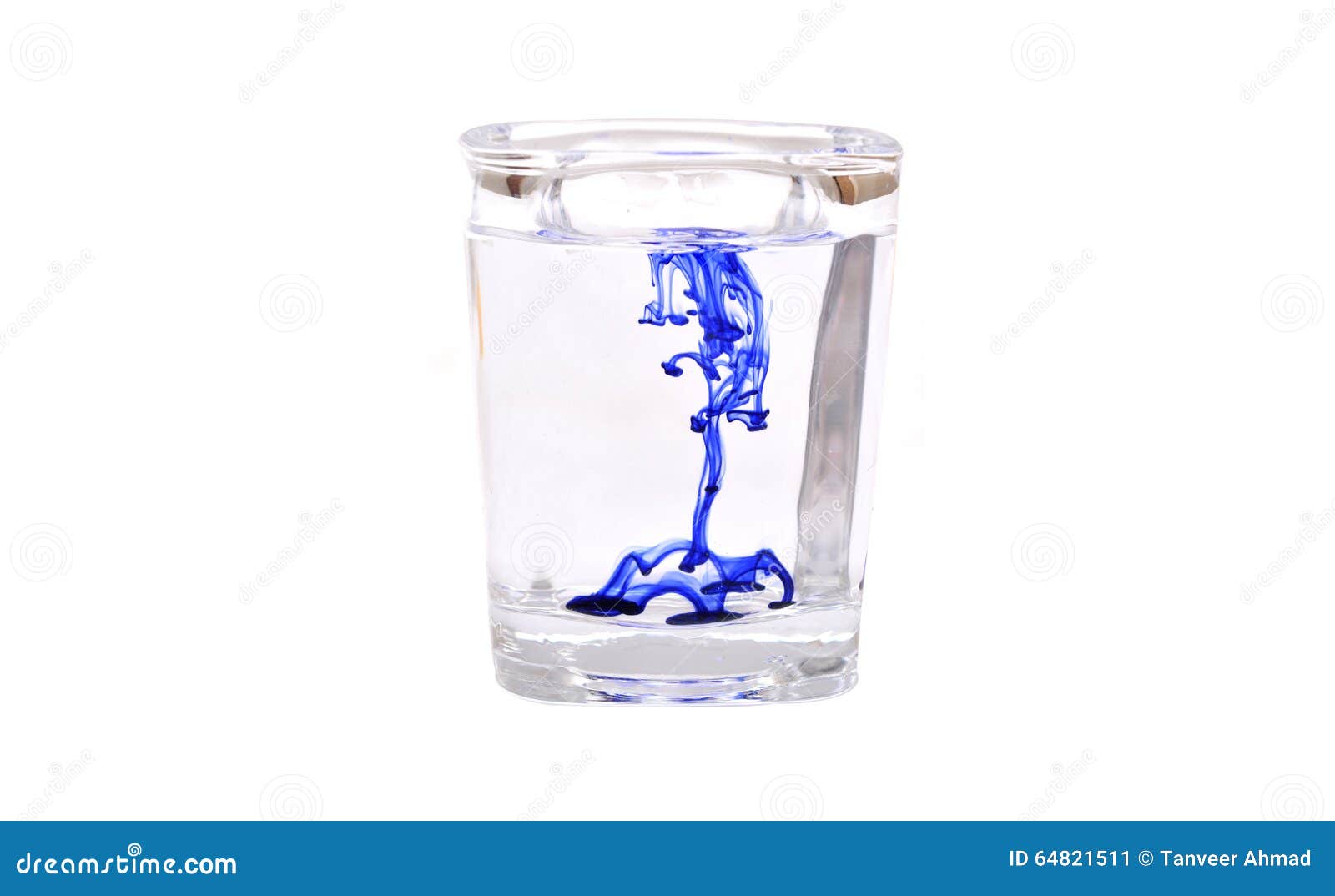 Blue Ink Drop in Crystal Glass Stock Image - Image of poster, bubble ...