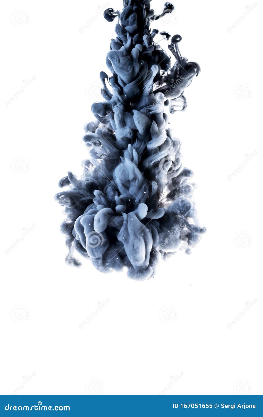 Blue Ink Falling in the Water on White Background Stock Image - Image ...