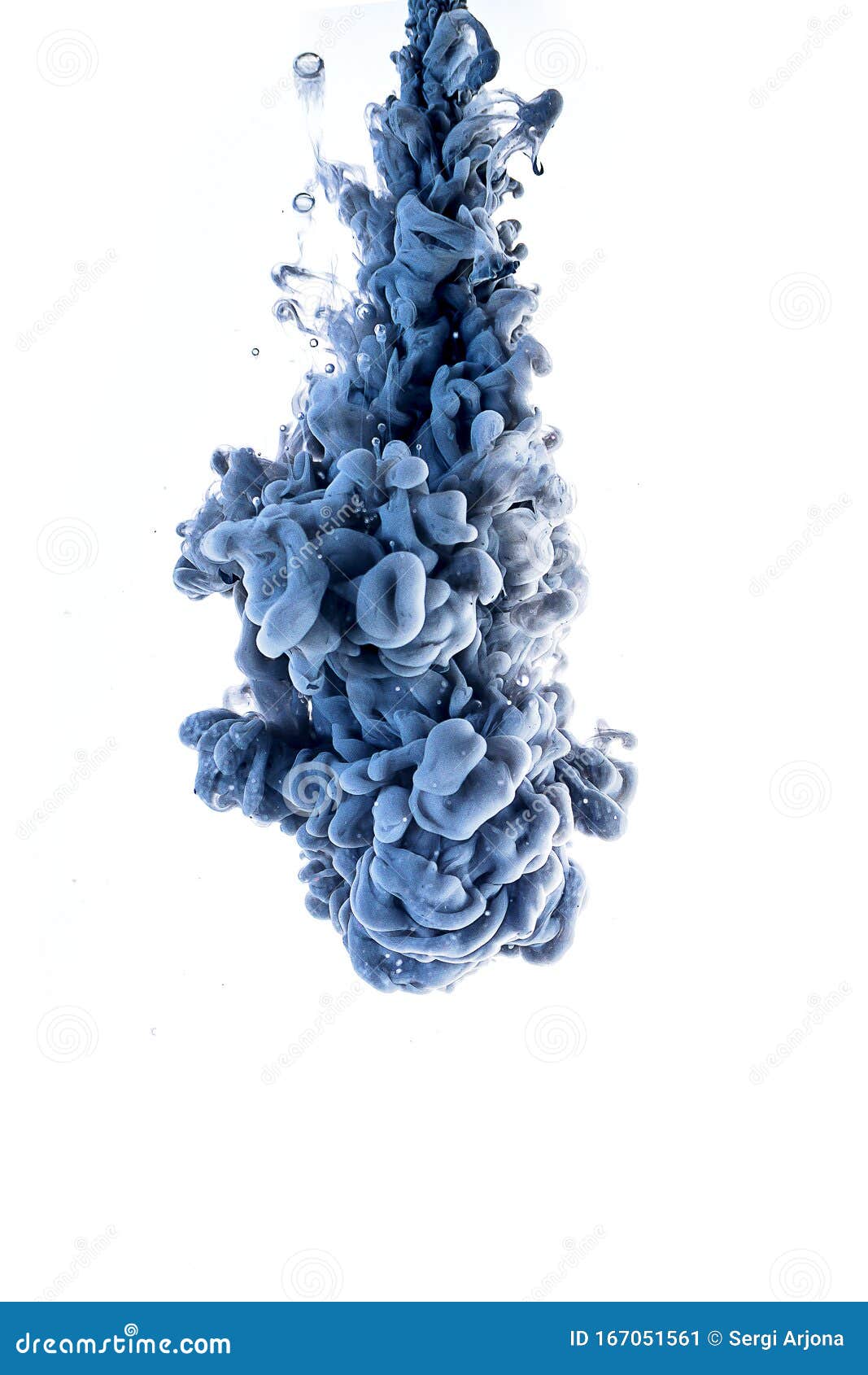 Blue Ink Falling in the Water on White Background Stock Image - Image ...