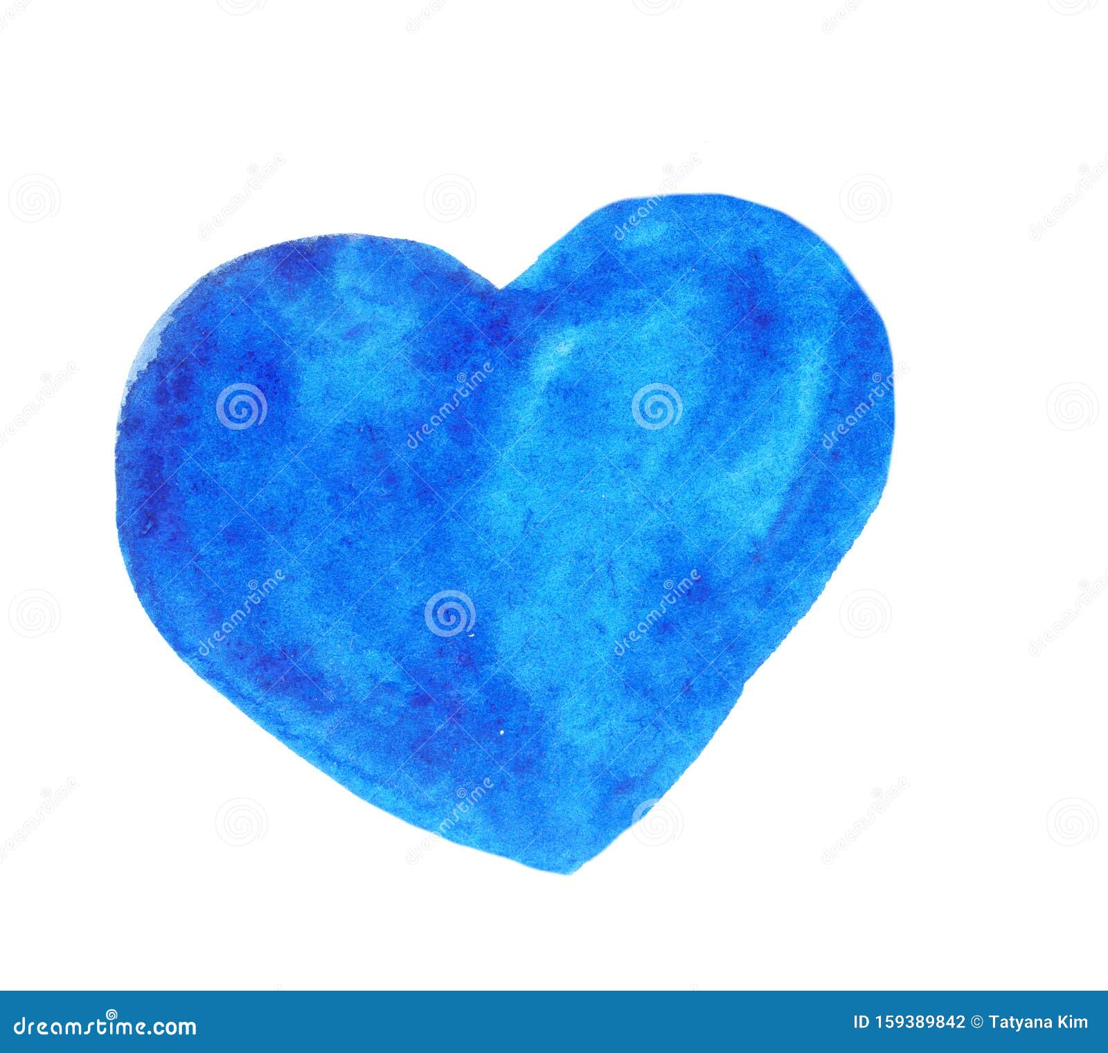 Blue Ink Heart. Watercolor Blue Painted Heart, Element for Your Design ...