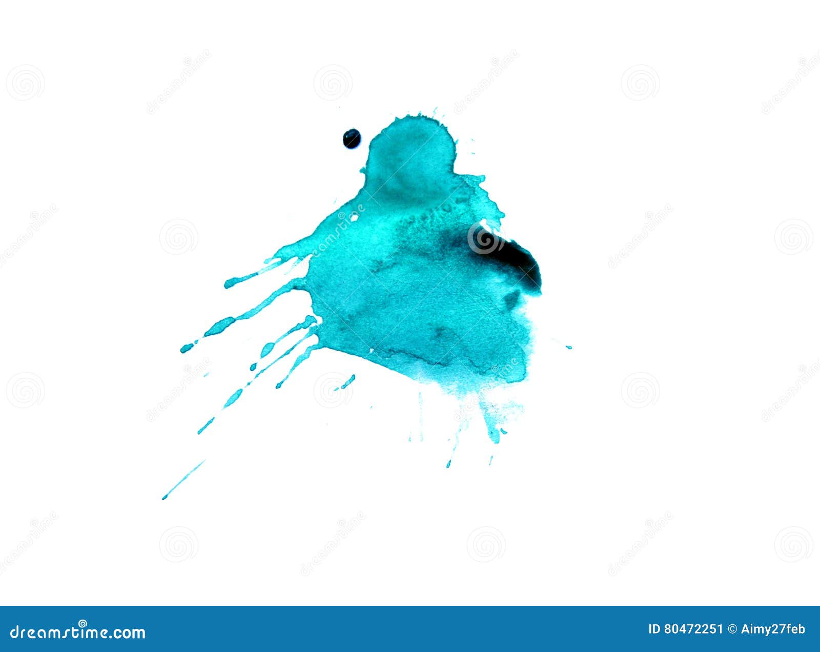 Blue Ink Paint Splatter on White Paper. Stock Image - Image of blot ...