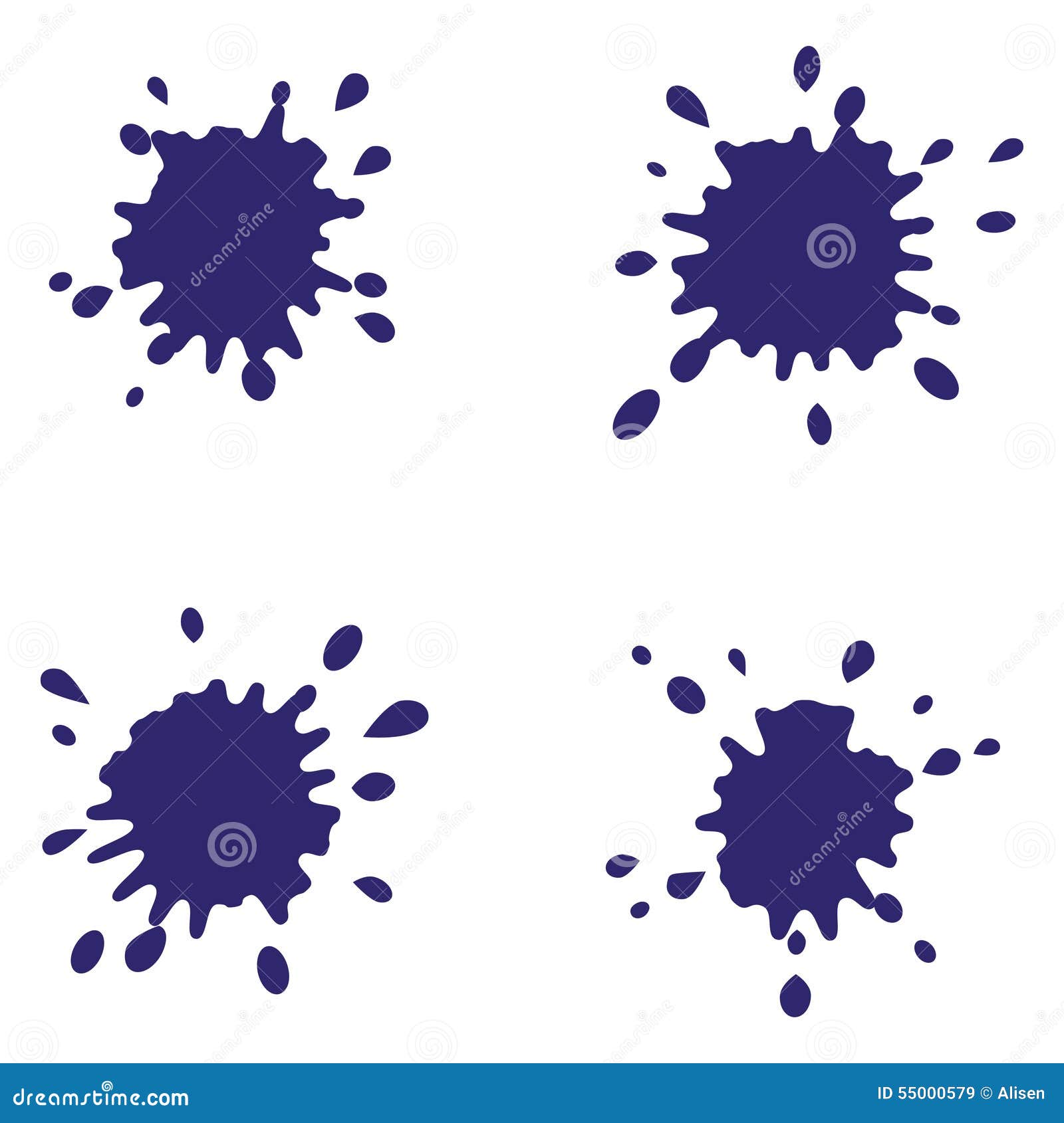 Blue Ink Pen Spots Pattern or Set Stock Vector - Illustration of ...