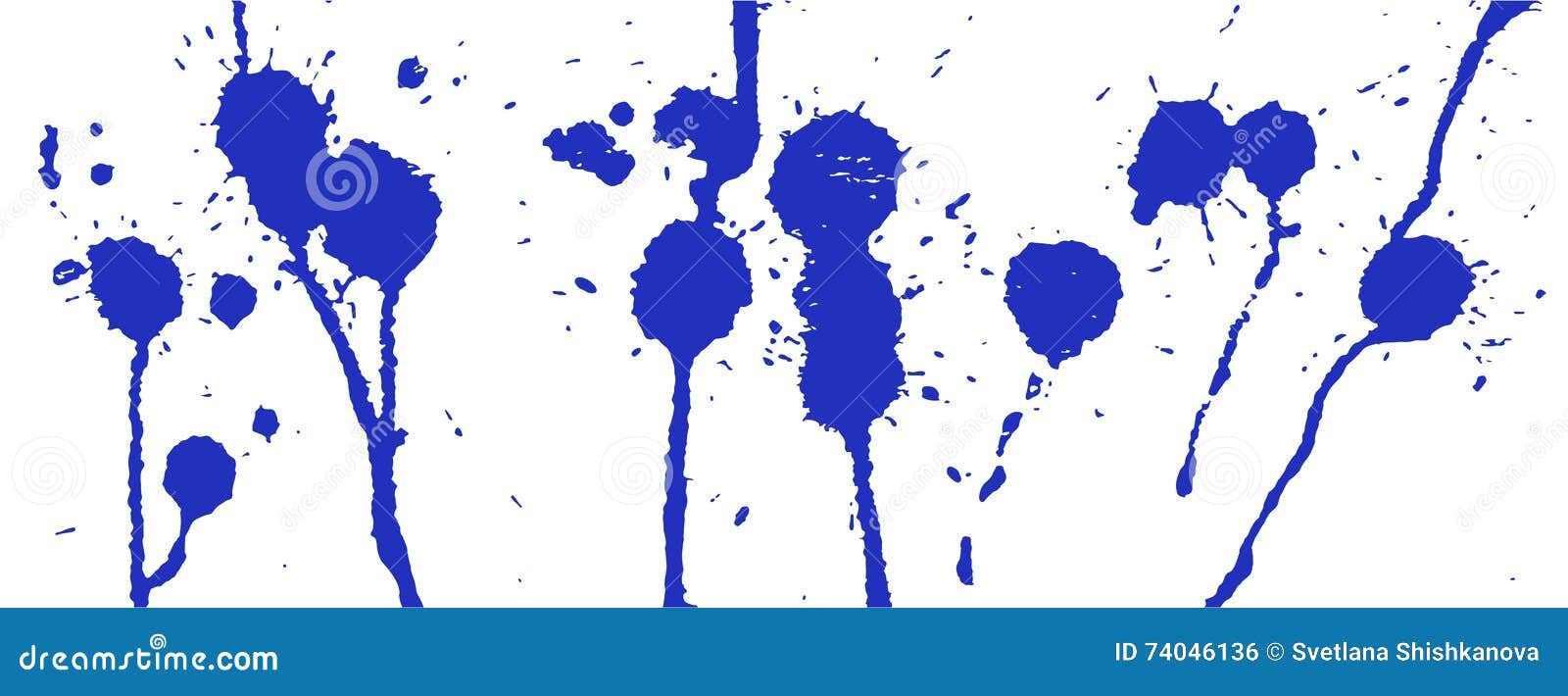 Blue Ink Splash. Paint Splatter. Blue Blots on White Stock Vector ...
