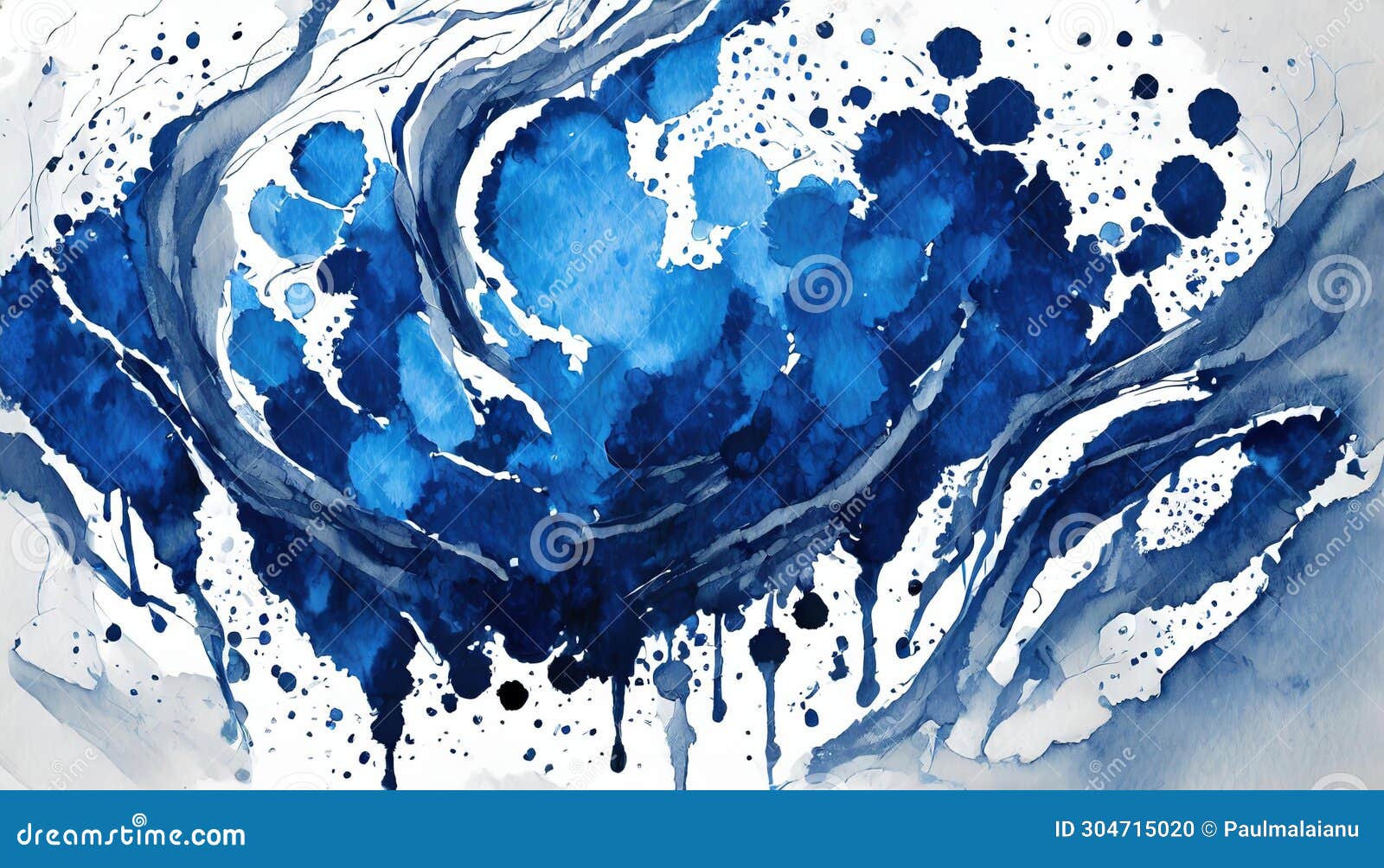 Blue Ink Stain on White Background. Stock Illustration - Illustration ...
