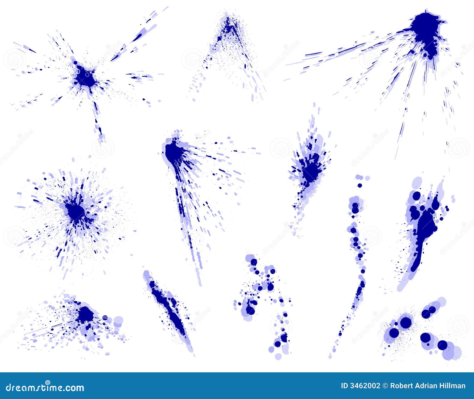 Blue ink stains stock vector. Illustration of blue, vector - 3462002