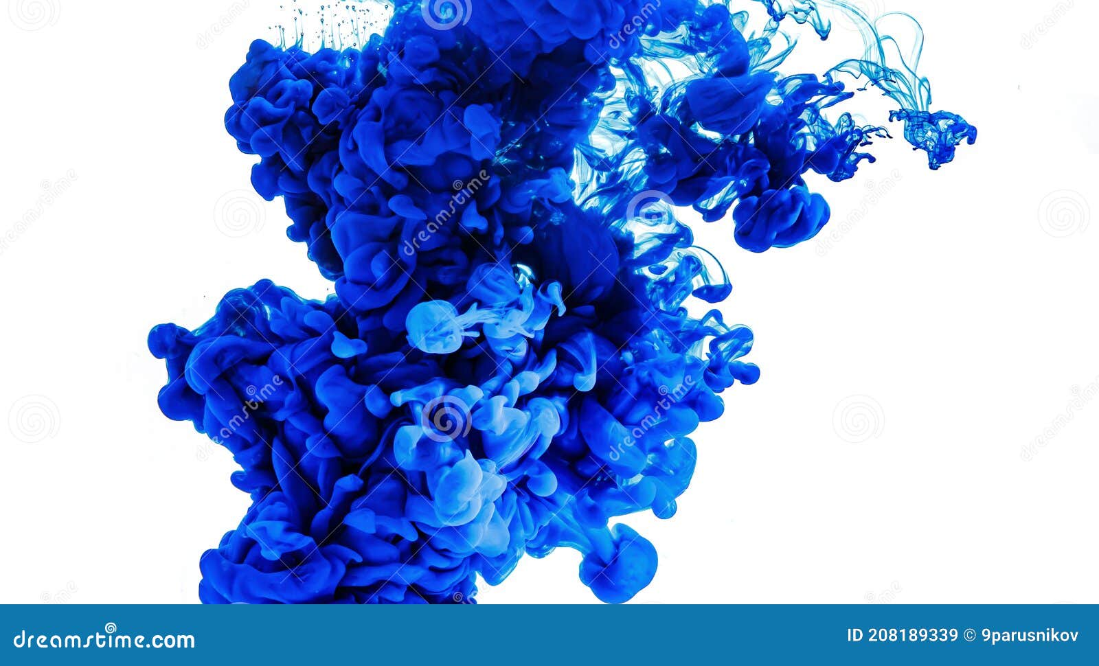 Blue Ink in Water Abstract Background Isolated on White Background ...