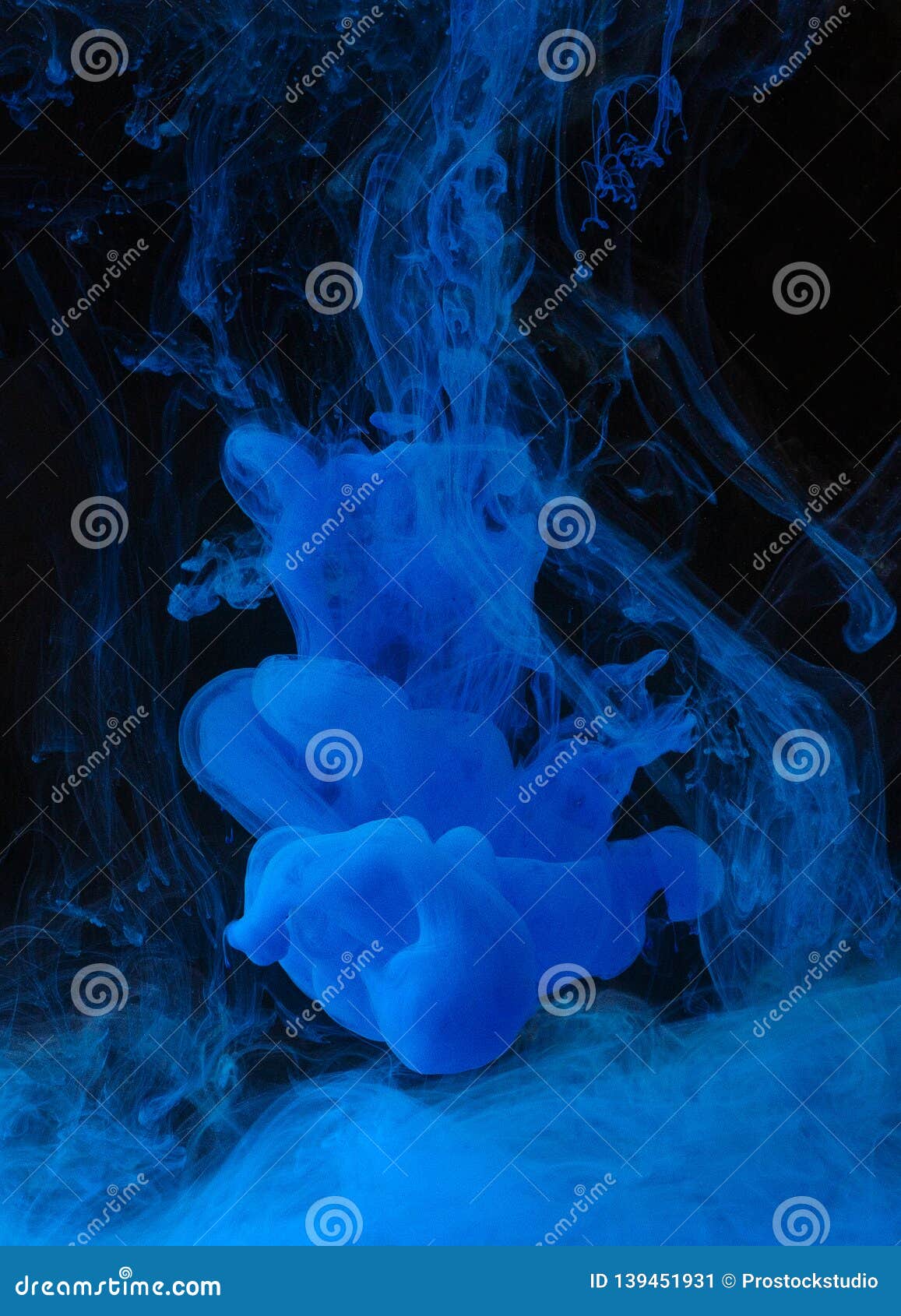 Blue Ink in Water on Black Background. Stock Image - Image of beauty ...