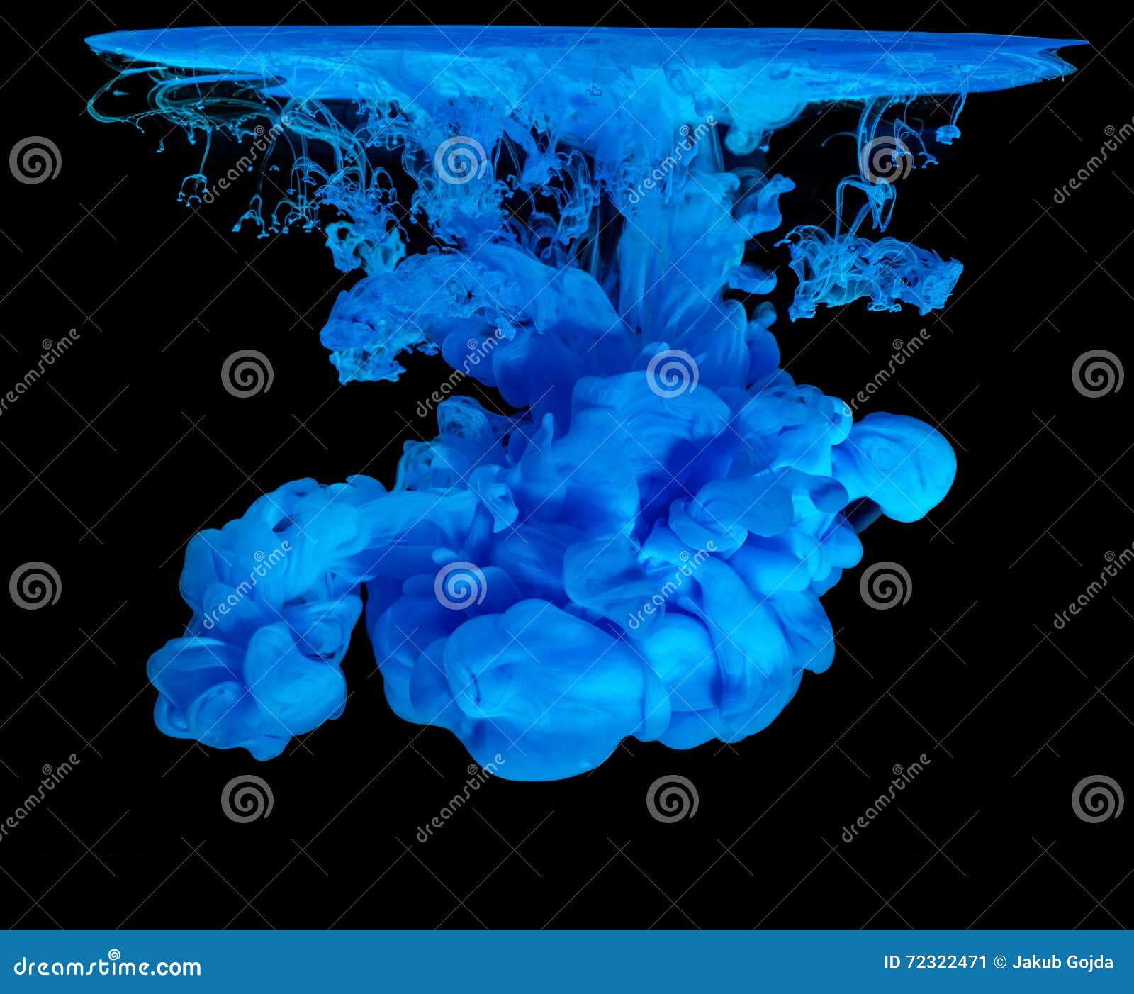 Blue Ink in Water Creating Abstract Shape Stock Image - Image of drop ...