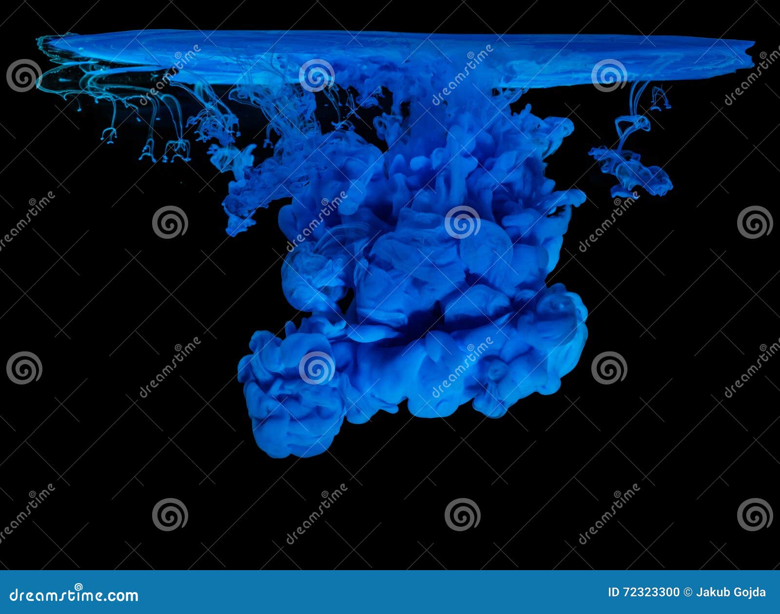 Blue Ink in Water Creating Abstract Shape Stock Photo - Image of ...