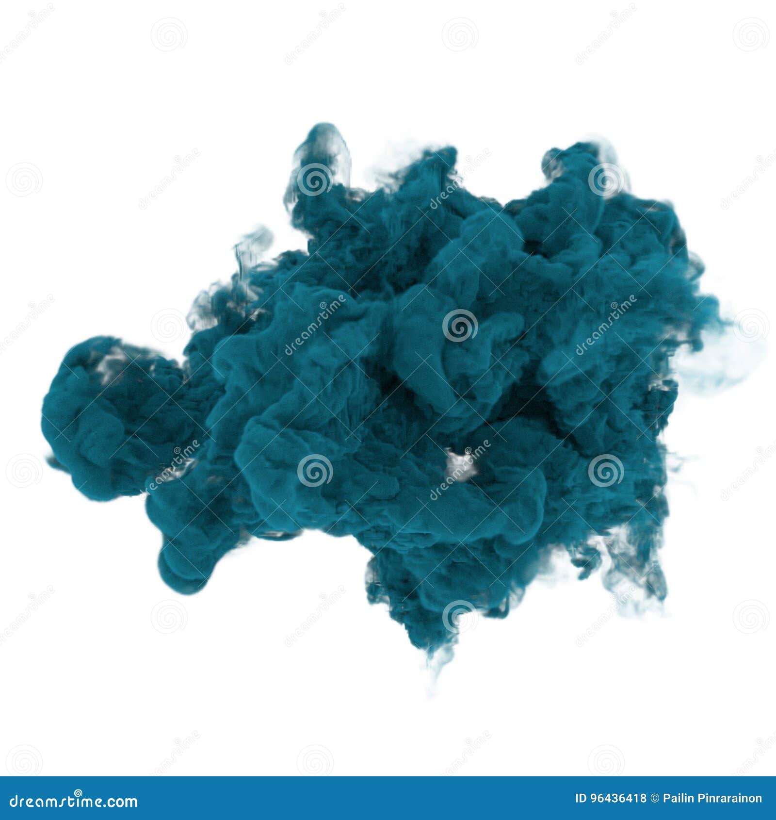 Blue Ink in Water on Isolated White in 3D Rendering Stock Illustration ...