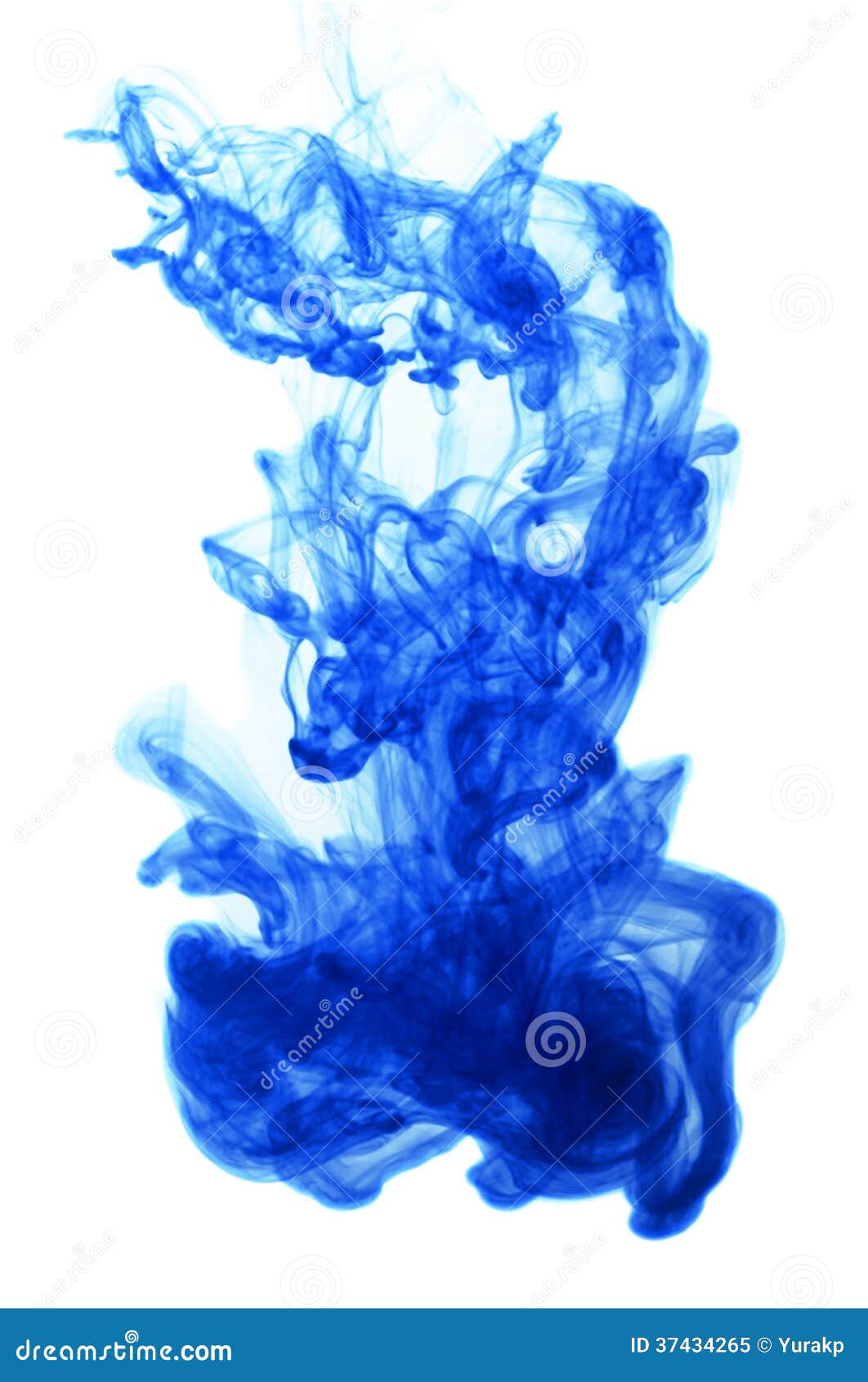 Blue Ink in Water on White Background Stock Image - Image of pigment ...
