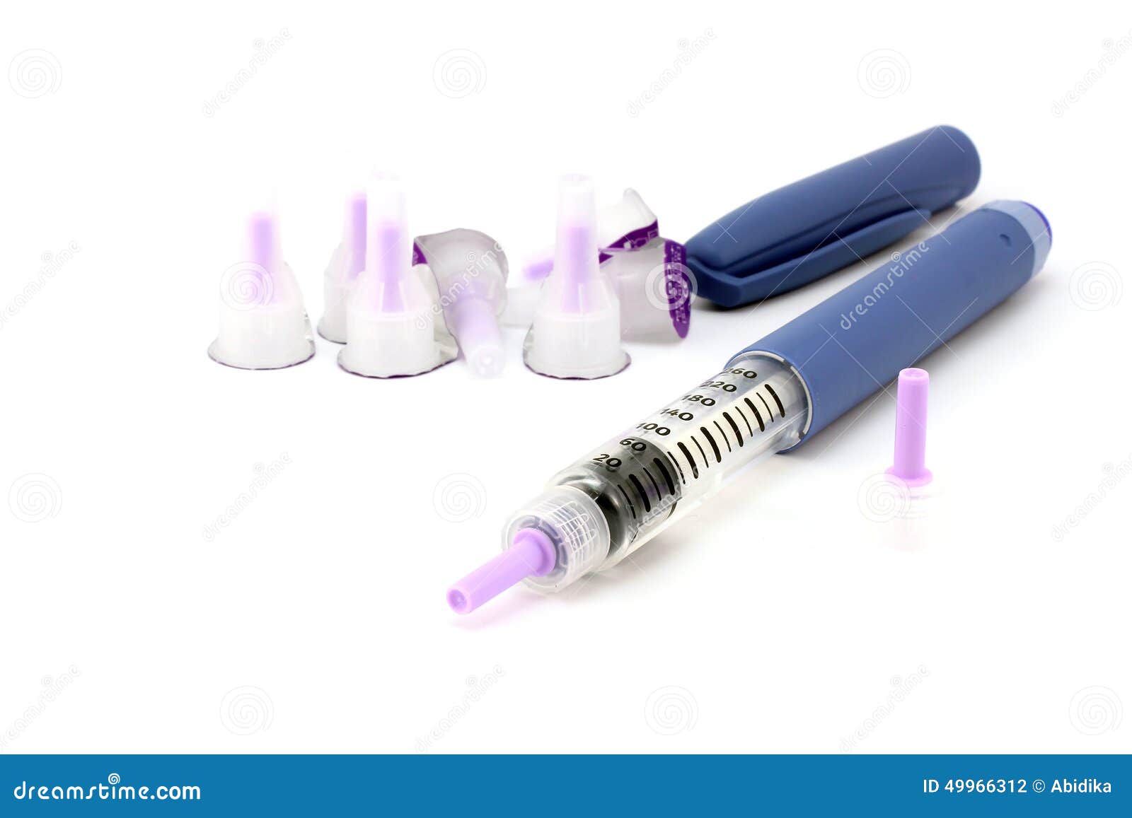 Blue insulin syringe pen stock photo. Image of insulin - 49966312
