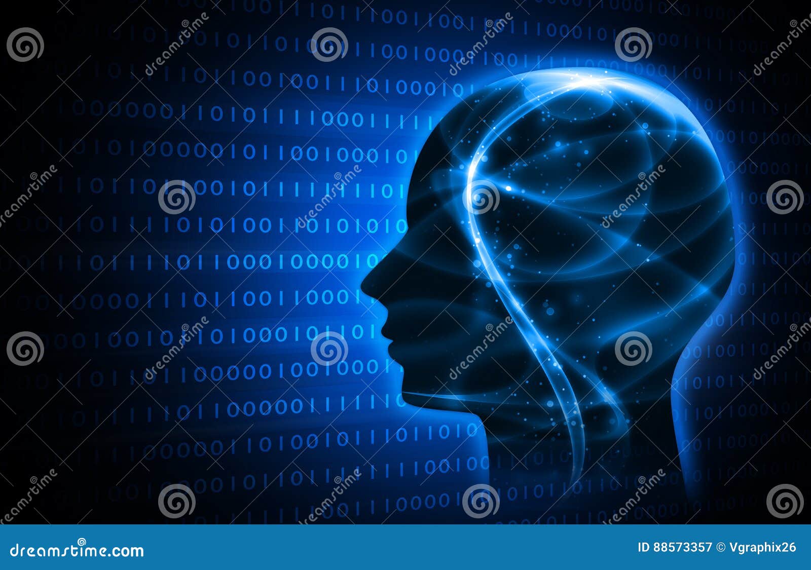 Blue Intelligent Artificial. Illustration Background Image Stock ...