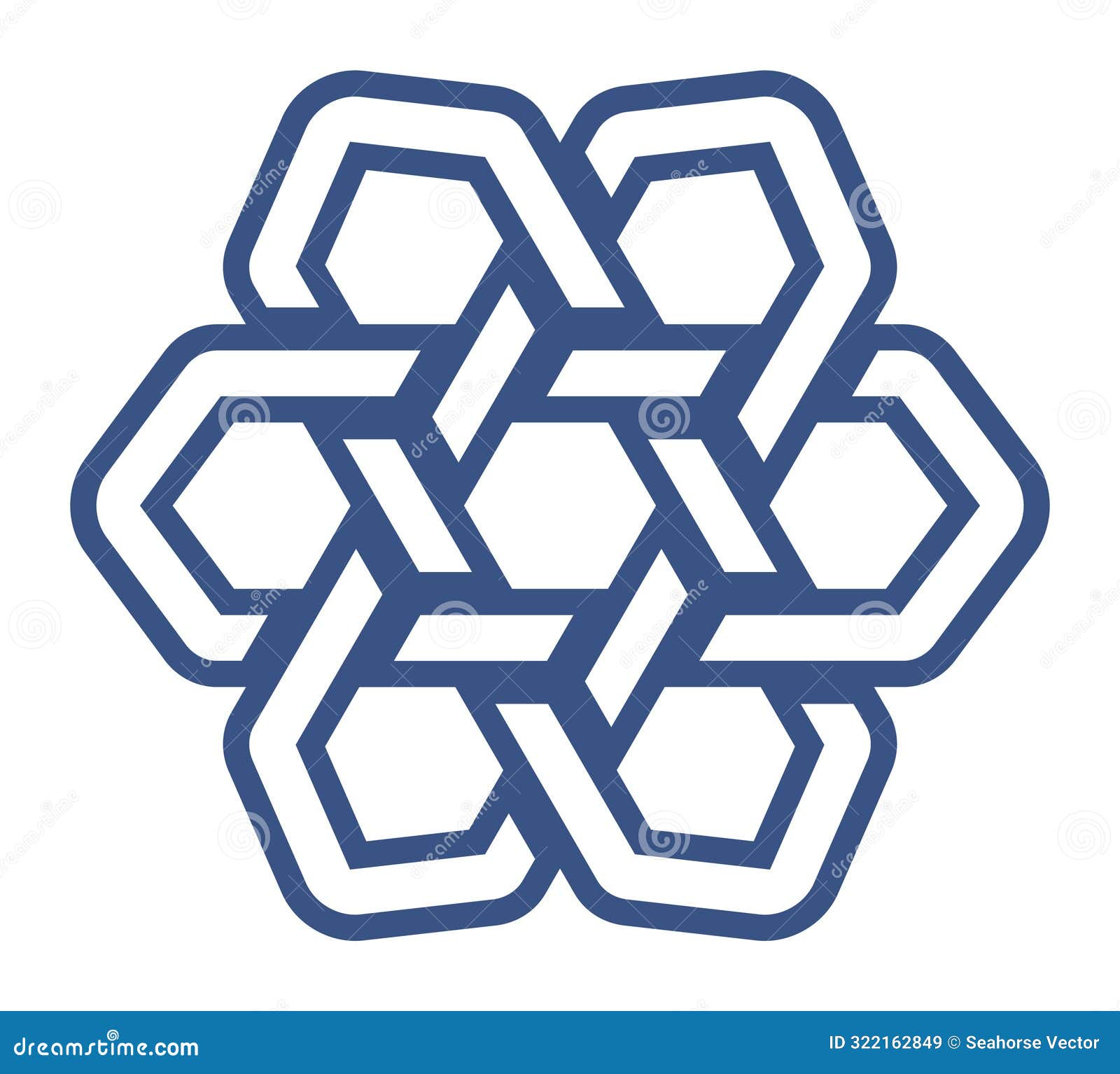 Blue Interlocking Hexagon Pattern Symbol Geometric Design. Abstract ...